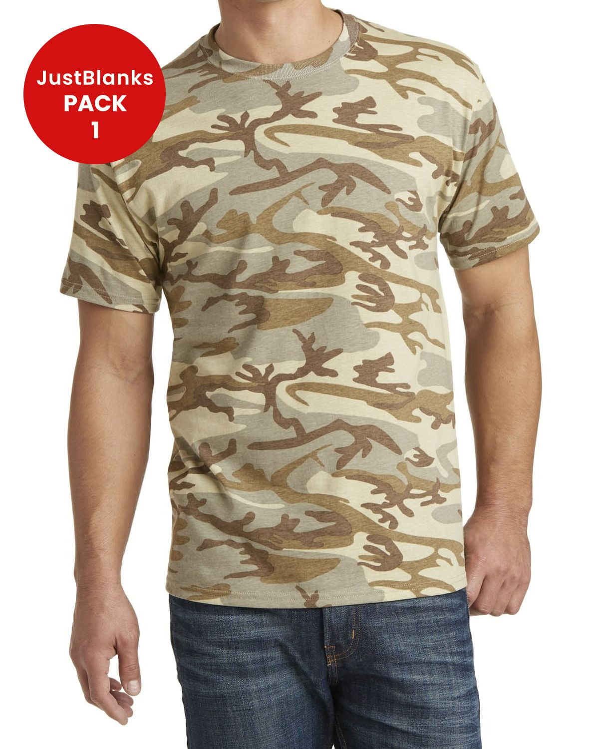 JustBlanks Core Cotton Camo T Shirt for Comfort Relabeling Rib Knit ...