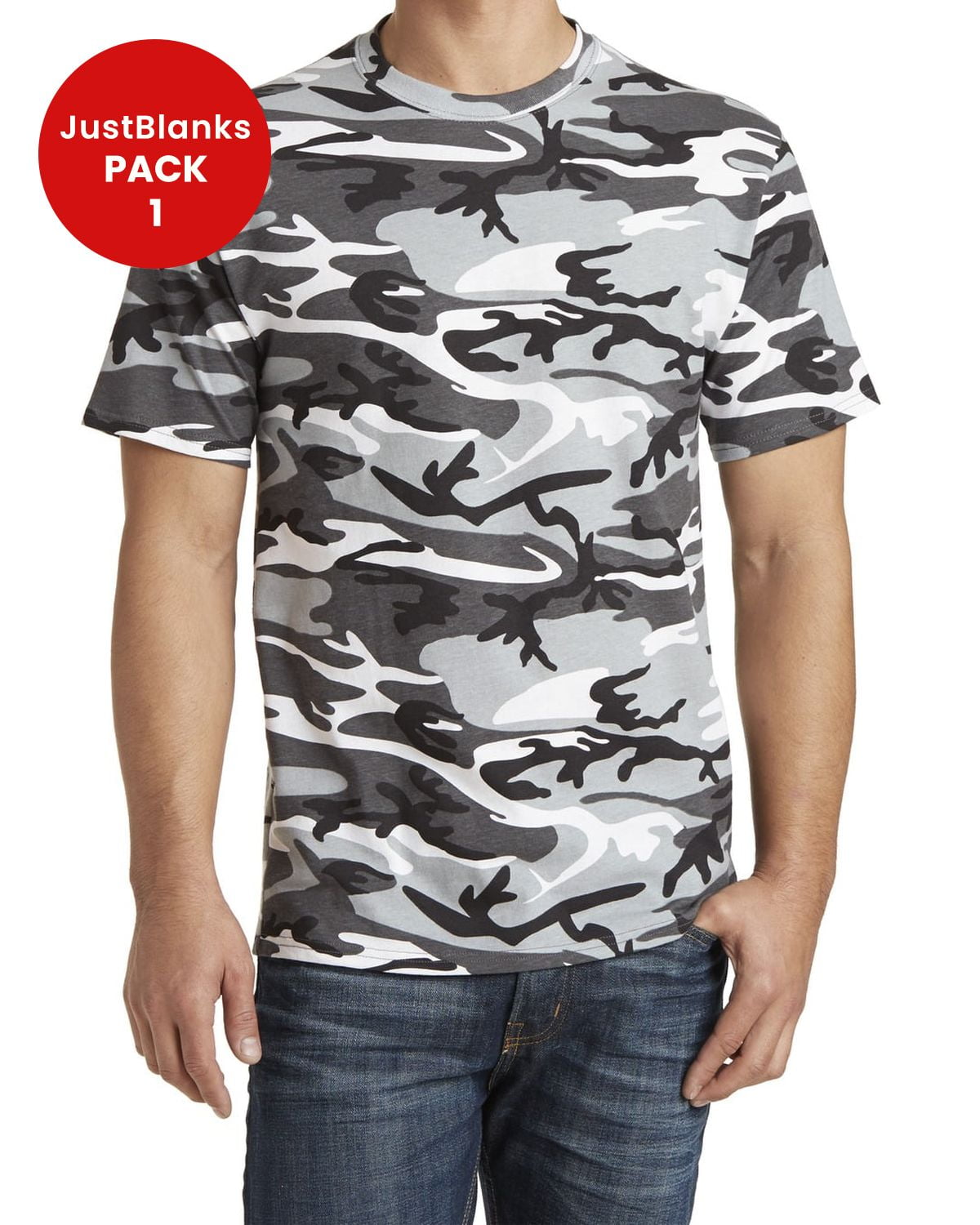 JustBlanks Core Cotton Camo T Shirt for Comfort Relabeling Rib Knit ...