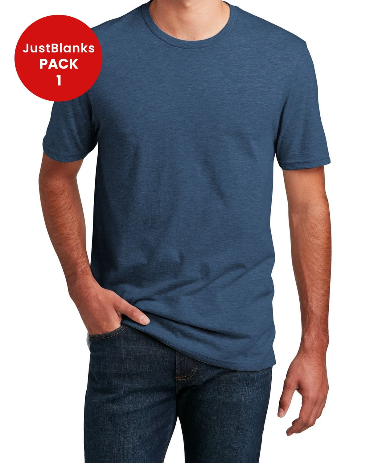 JustBlanks Men's Perfect Blend Crew Neck T-Shirt Shoulder to shoulder ...