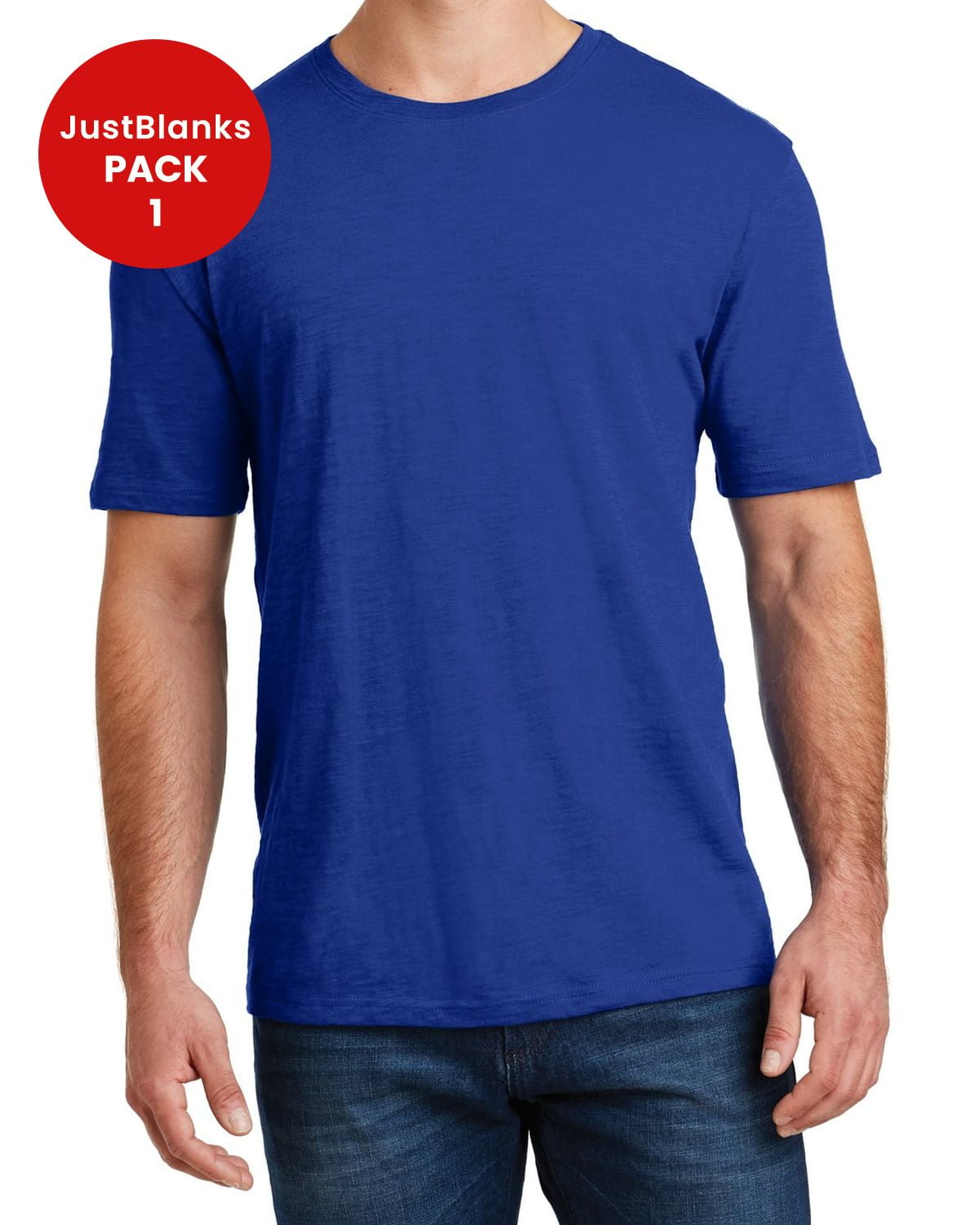 JustBlanks Mens Super Slub Crew Rib Knit Neck Ring Spun Combed Cotton T ...