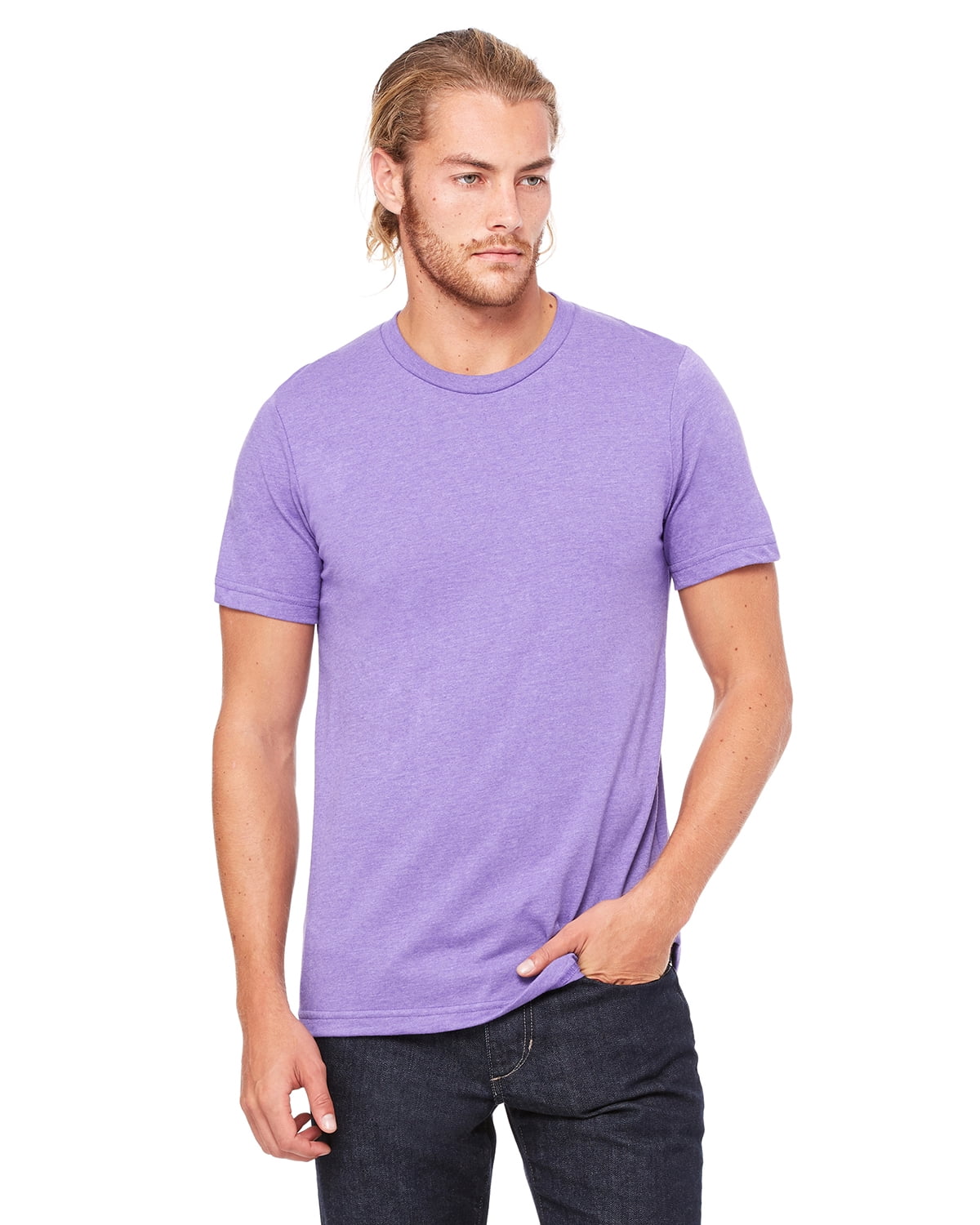 JustBlanks Unisex CVC Jersey Tee Coverstitched collar and sleeves ...