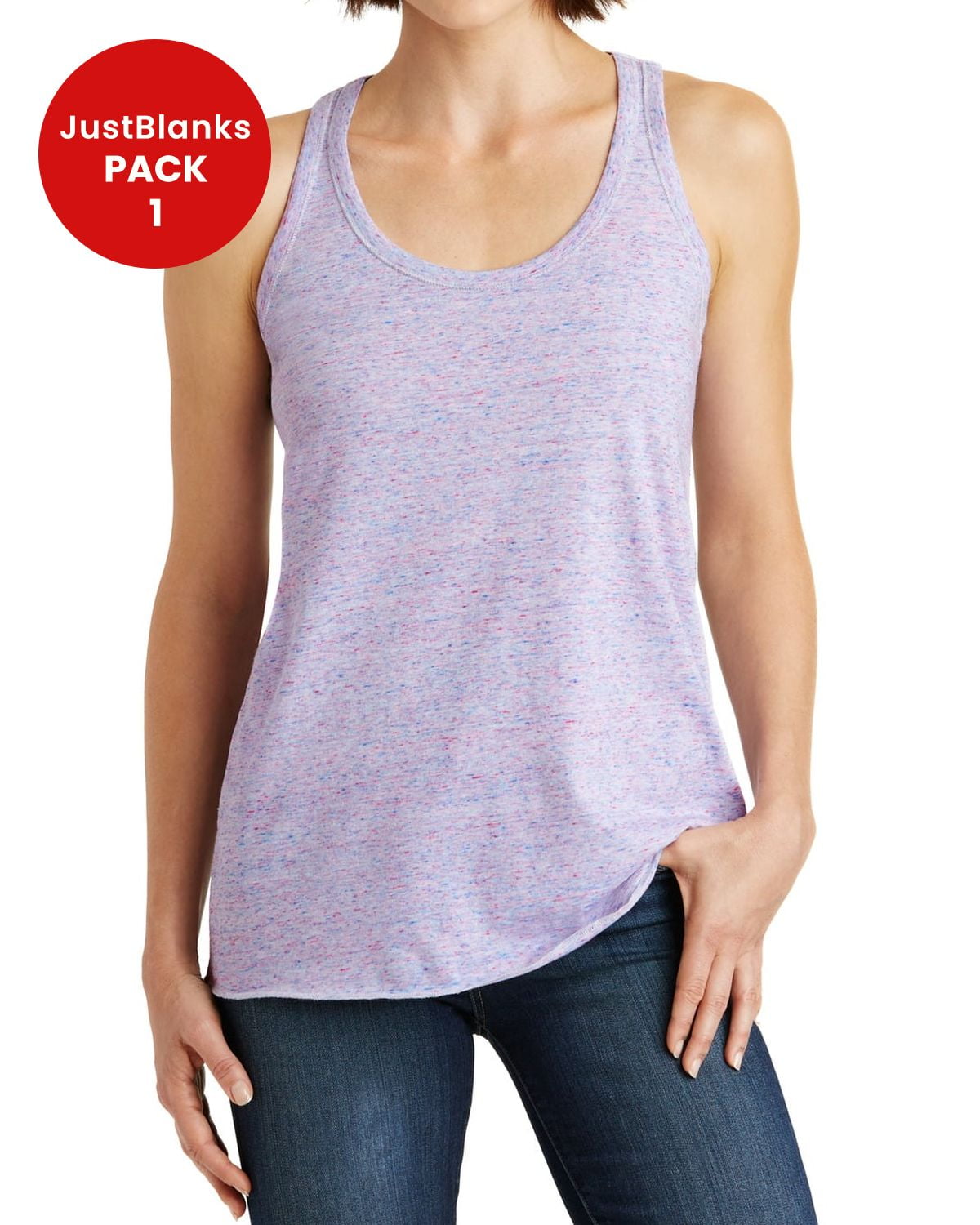 JustBlanks Women's Cosmic Twist Back Tank Binding at neck and armholes ...