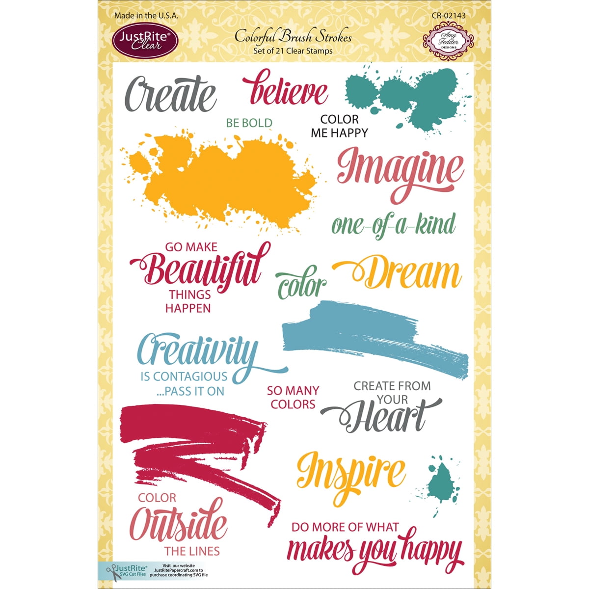JustRite Papercraft Clear Stamps 6"X8"-Colorful Brush Strokes, Pk 1 ...