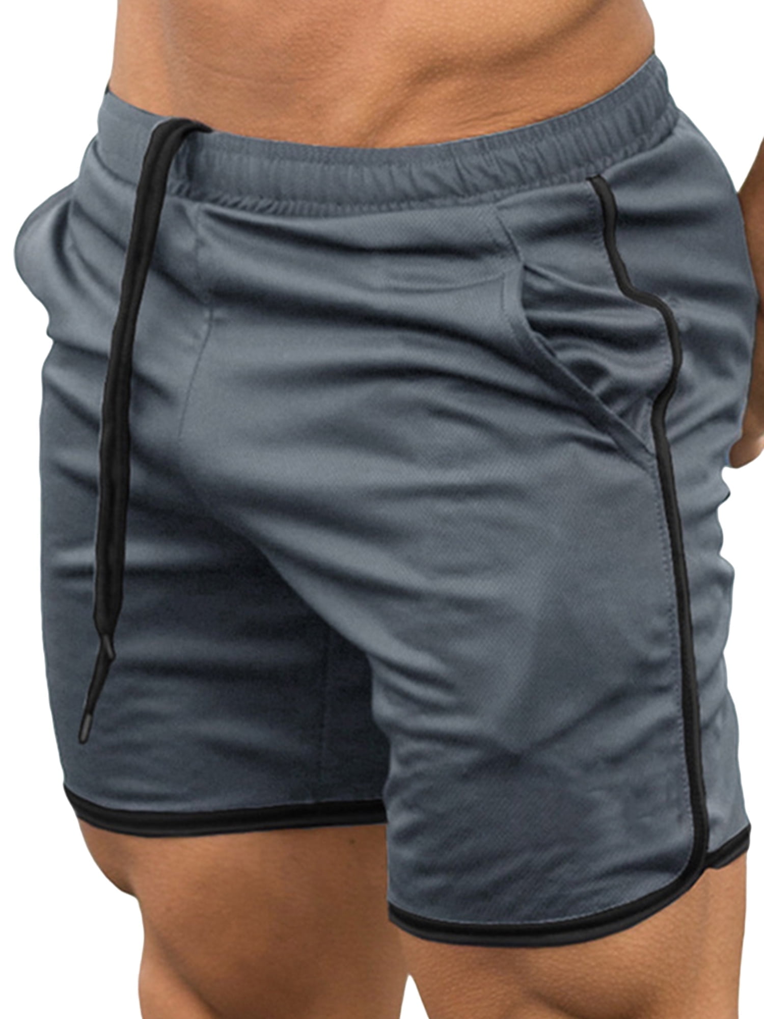 JustVH Men Thin Shorts Summer Plain Drawstring Lace Up Sporty Shorts ...