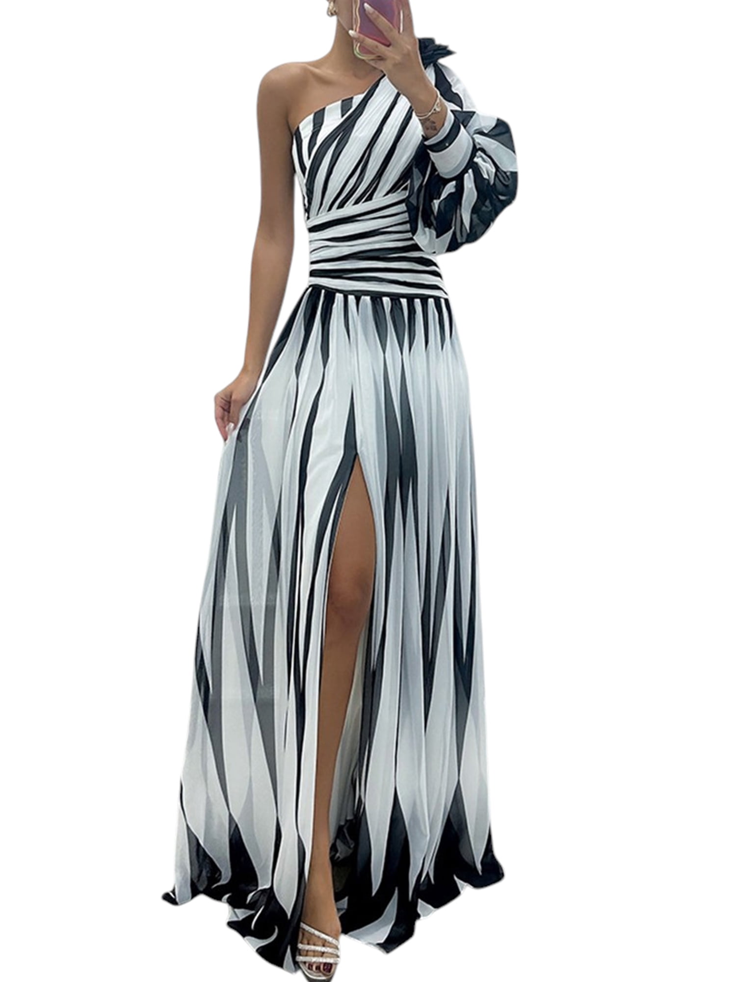 JustVH Women Dresses Printing Cocktail Party Evening Long Dress ...