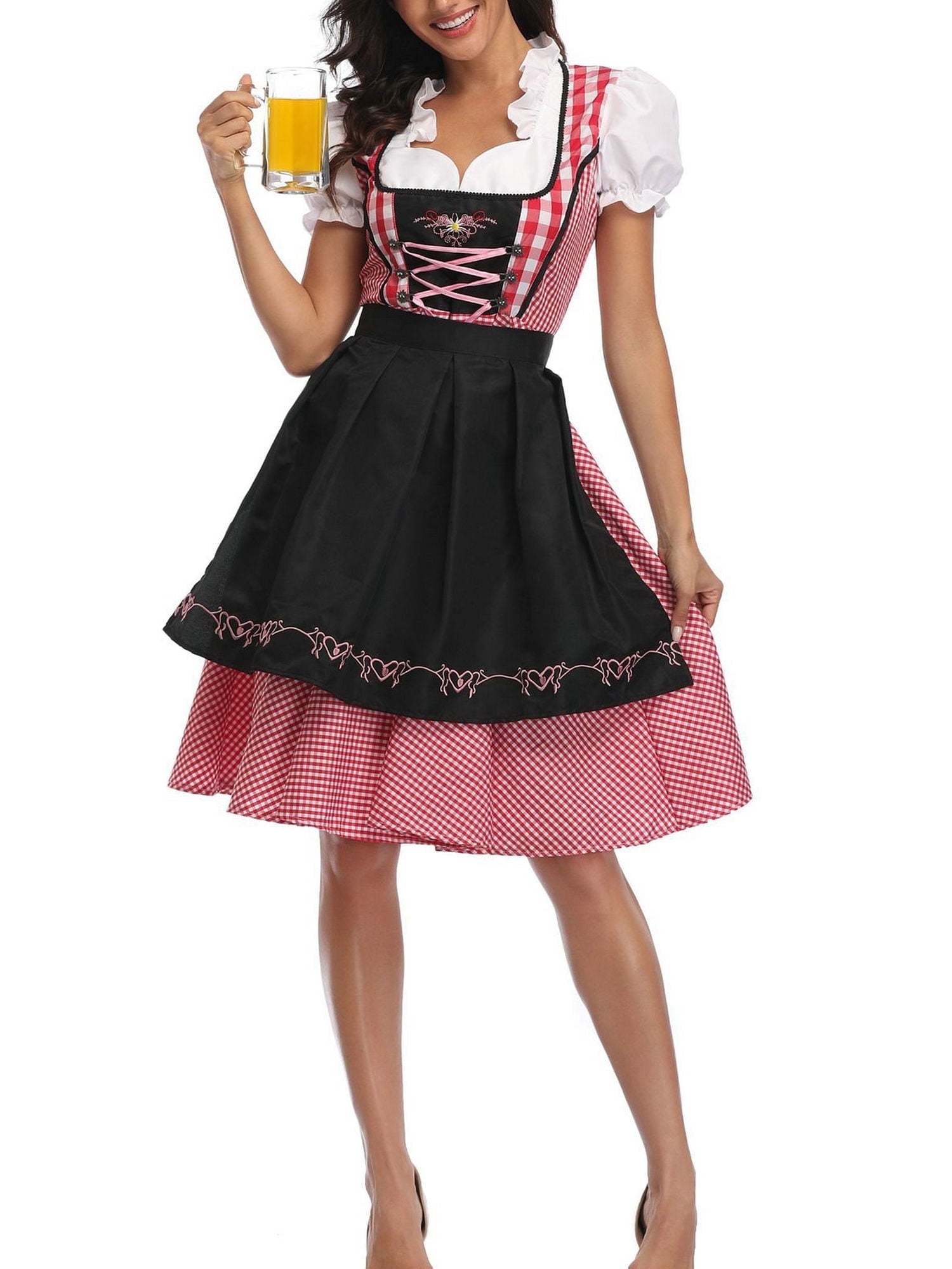 JustVH Women German Dirndl Dress Oktoberfest Stitching Fancy Ethnic ...