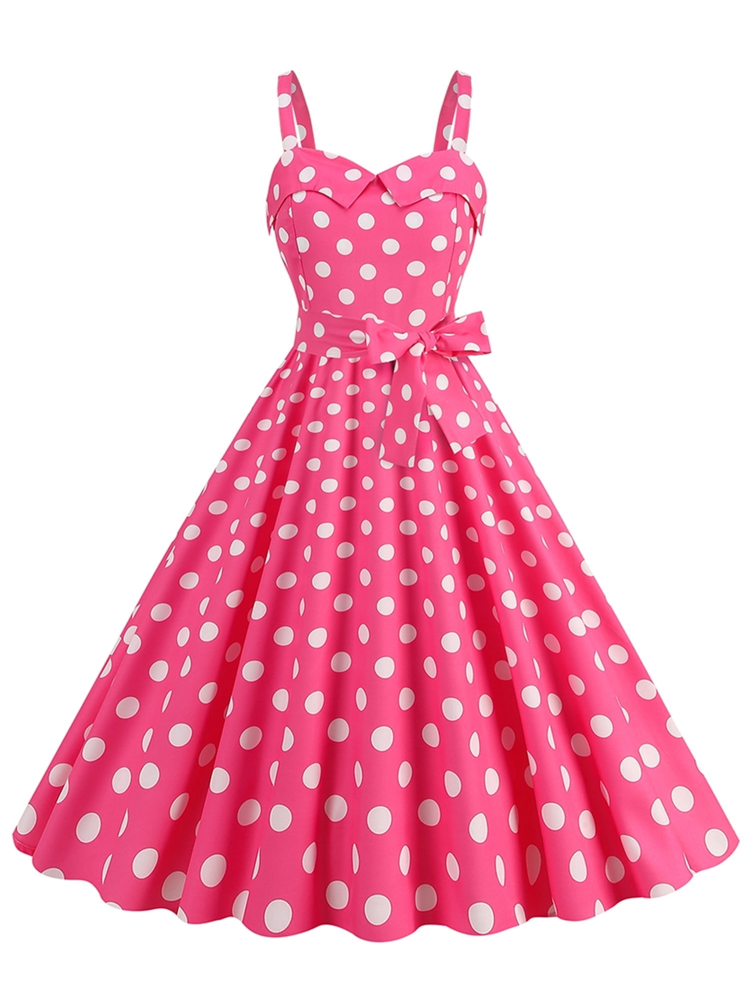 JustVH Women Retro Rockabilly Babydoll A-Line Strappy Sleeve Dress ...