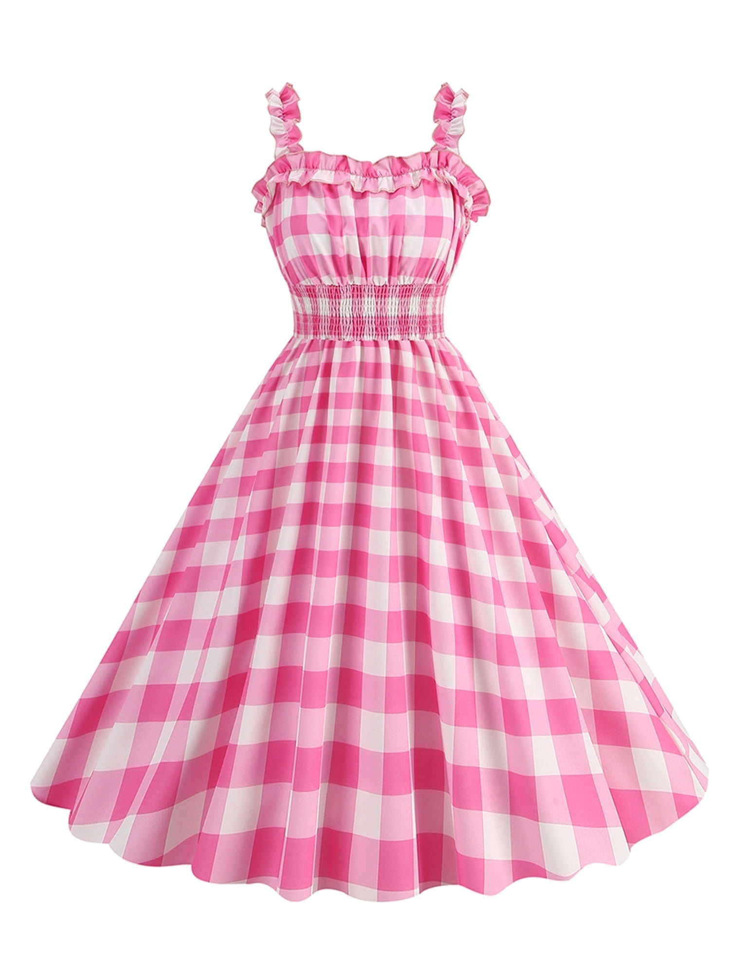 JustVH Women Retro Rockabilly Babydoll A-Line Strappy Sleeve Dress ...