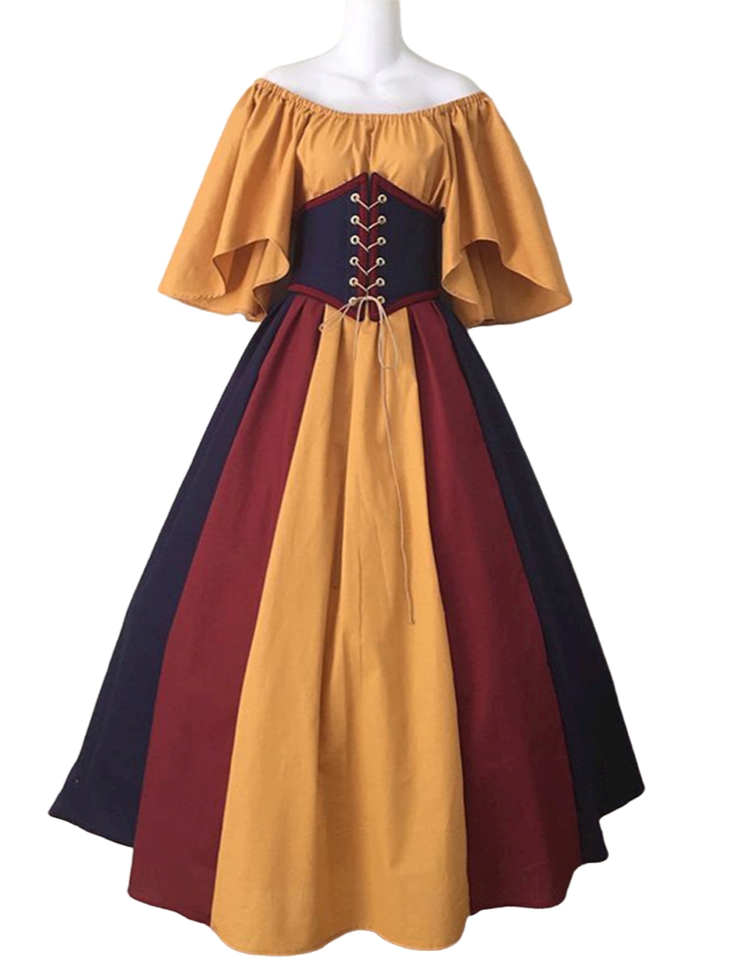 JustVH Women Retro Slash Neck Flying Sleeve Draw String Gothic Pullover ...