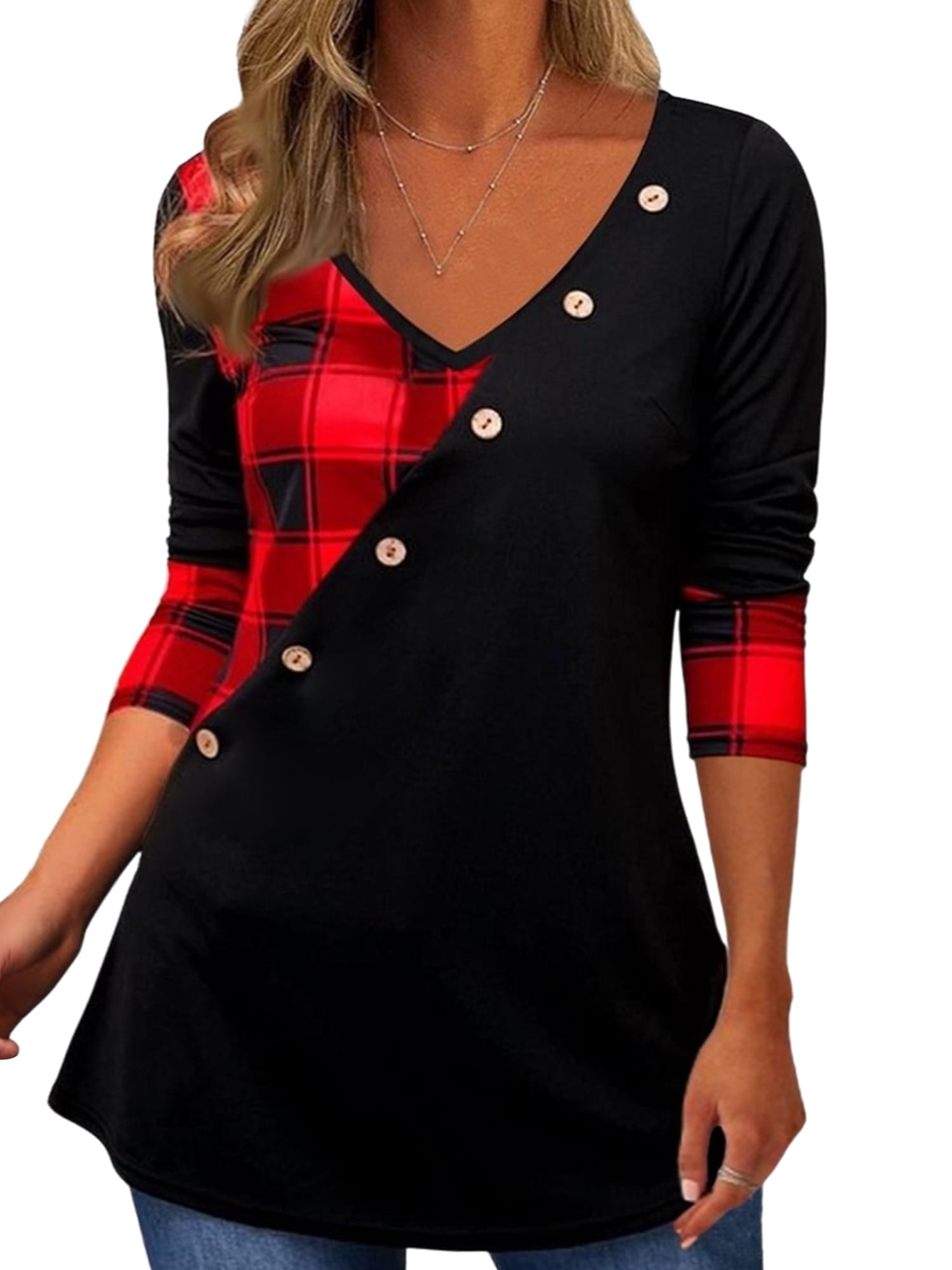 JustVH Women Christmas Snowman Print Tops Crew Neck Tunic T-Shirt ...