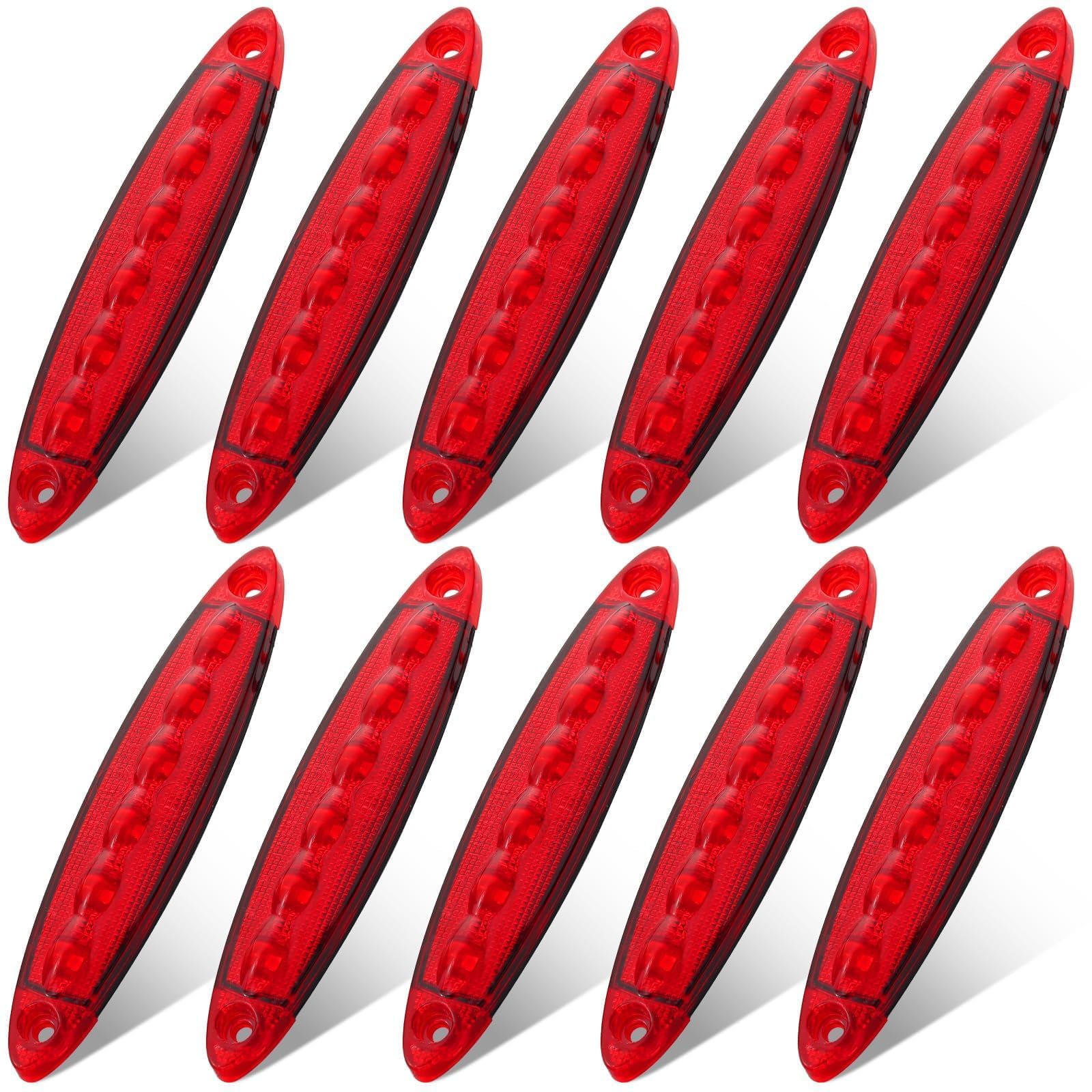 Justech 10 Pcs 6 LED Red Side H2FSDMarker Light, Waterproof Trailer ...