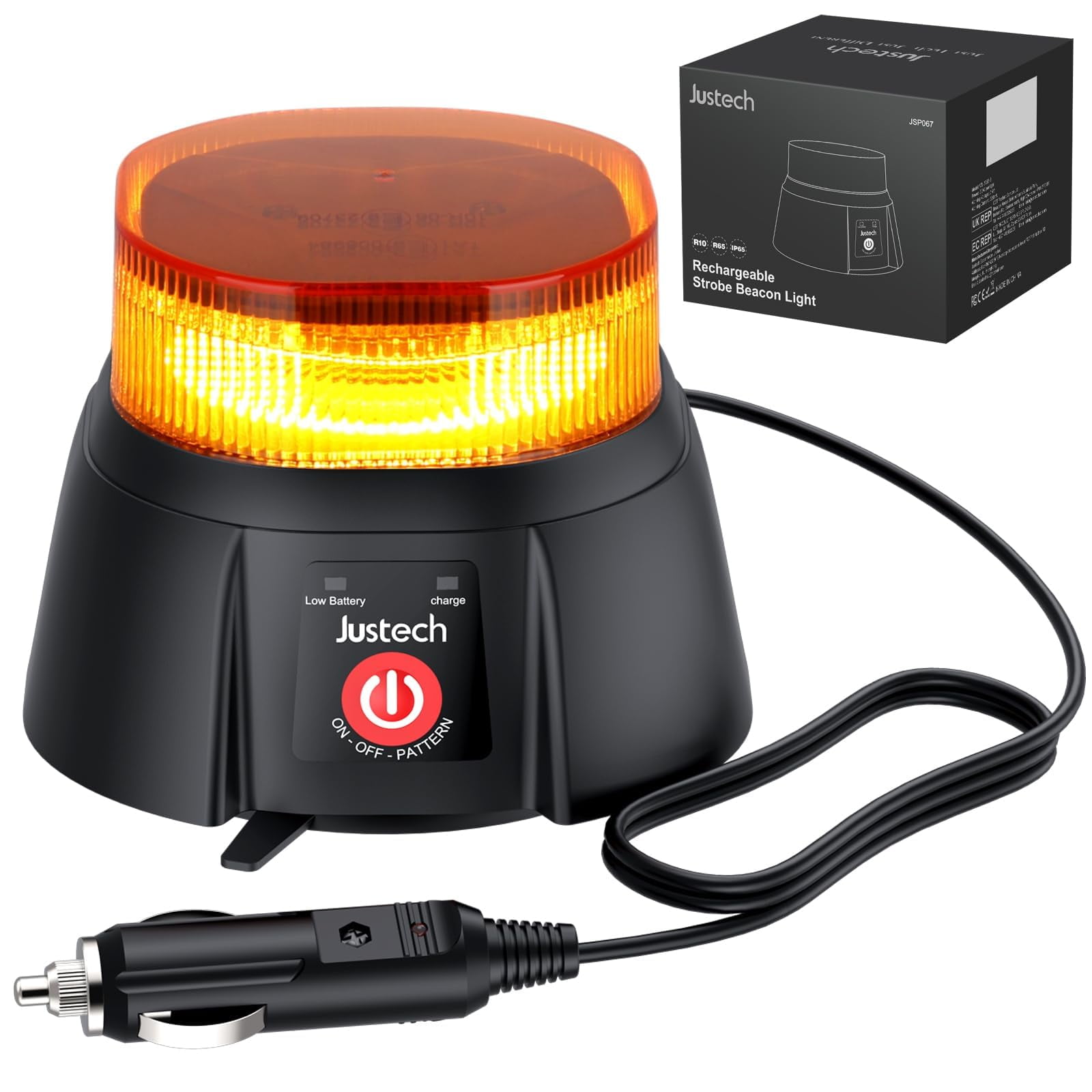 Justech 36 LEDs Rechargeable KEF16 Strobe Beacon Light, Rooftop ...