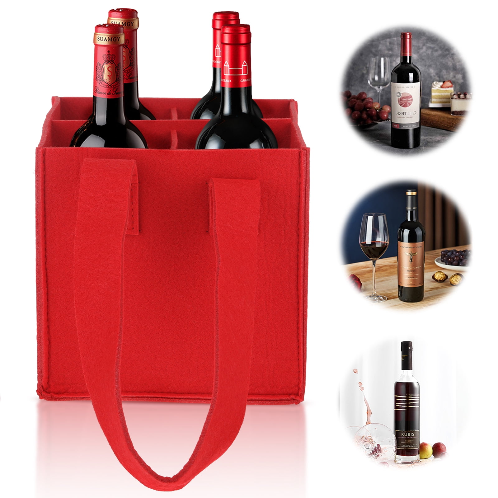 Justhard Movable Compartments Felt Wine Bottle Holder Exquisite Craft ...