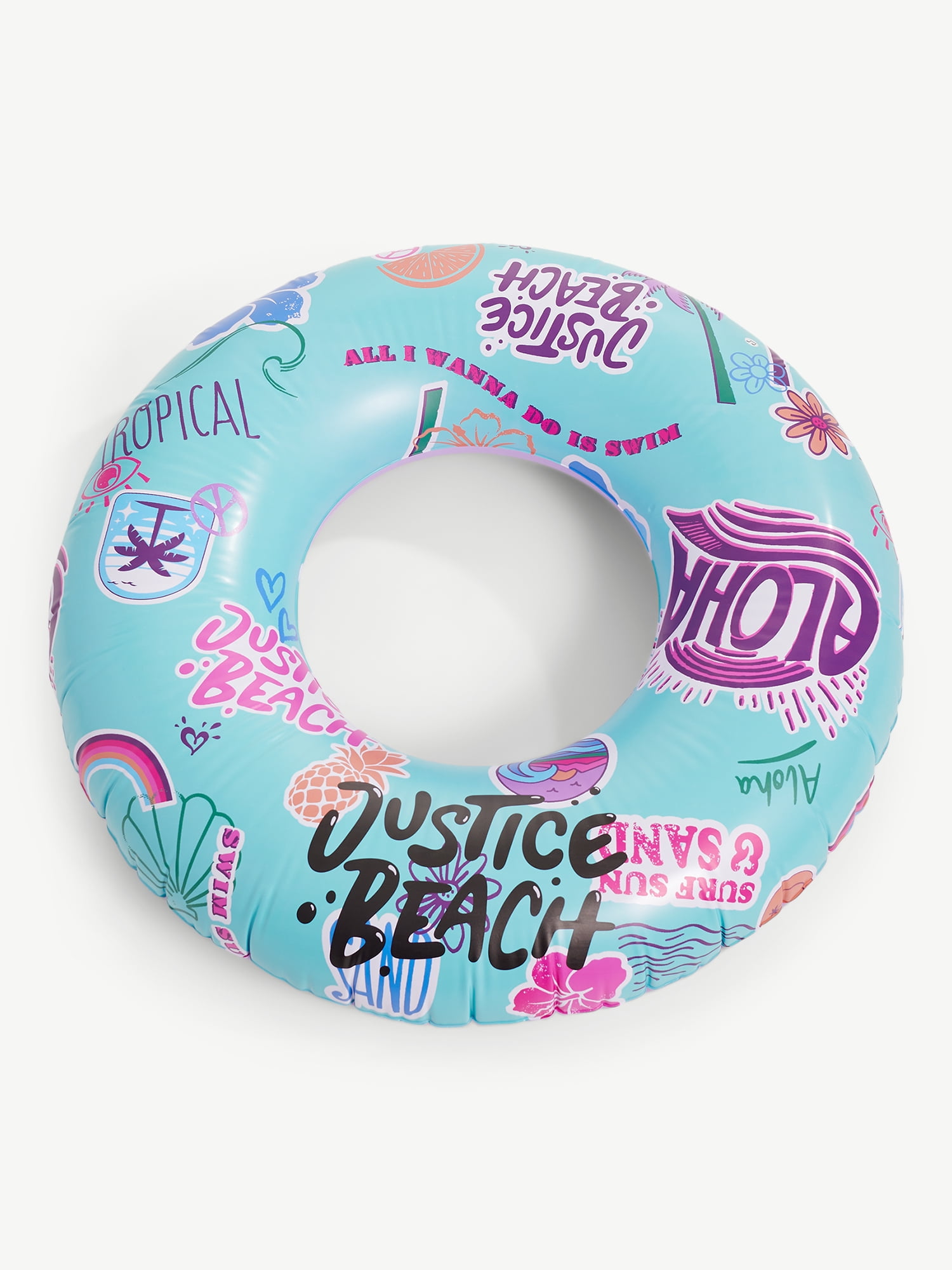 Justice 39" Inflatable Tube Pool Float, Aloha Teal Color, Ages 6 ...