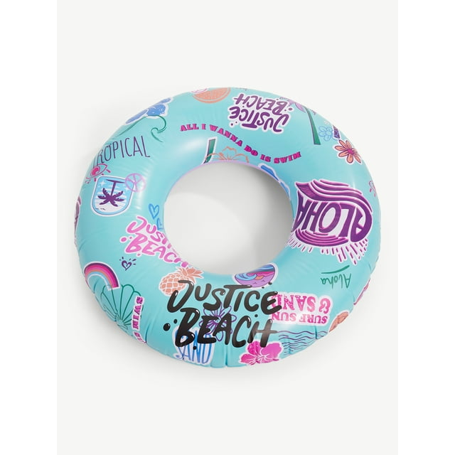Justice 39" Inflatable Tube Pool Float, Aloha Teal Color, Ages 6 ...