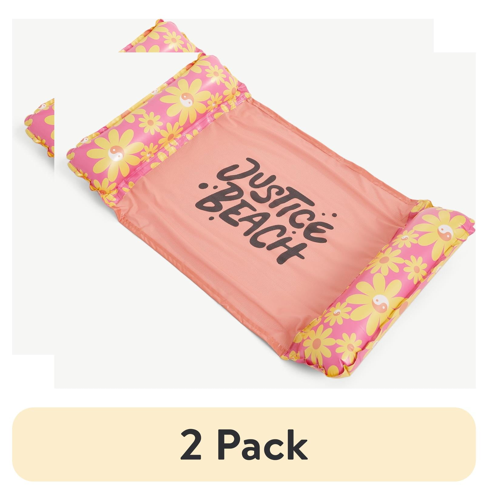 (2 pack) Justice 44" Inflatable Packable Mesh Hammock Pool Float ...