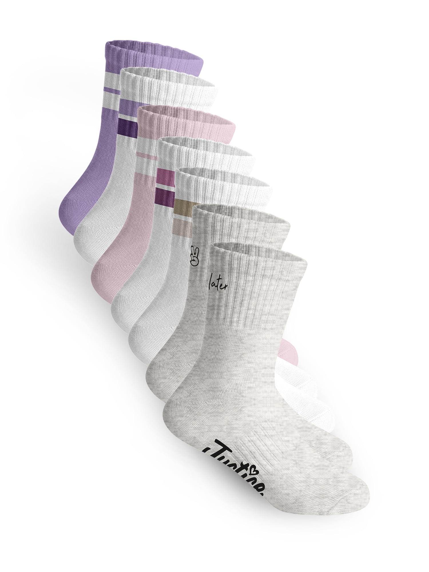 Justice Mid Crew Socks for Girls, Stylish Kids Socks for Daily Wear, 6 ...