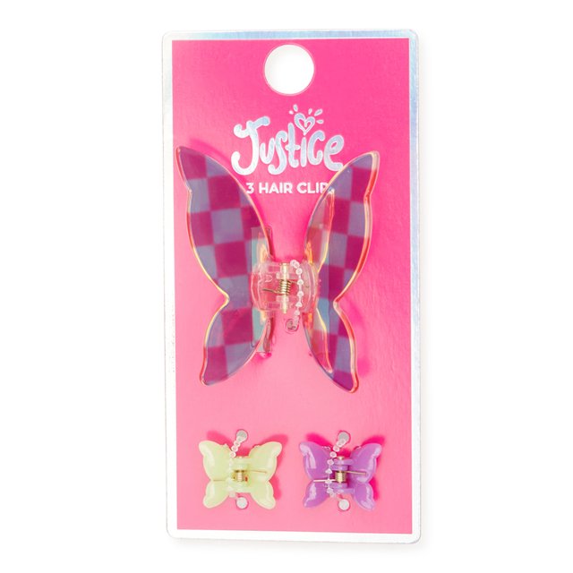 Justice Assorted Butterfly Claw Clips Set, 3-Pack Multi-Color - Walmart.com