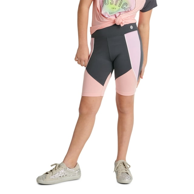 Justice Collection X Colorblocked Bike Shorts with Tech Pocket (Girl's ...