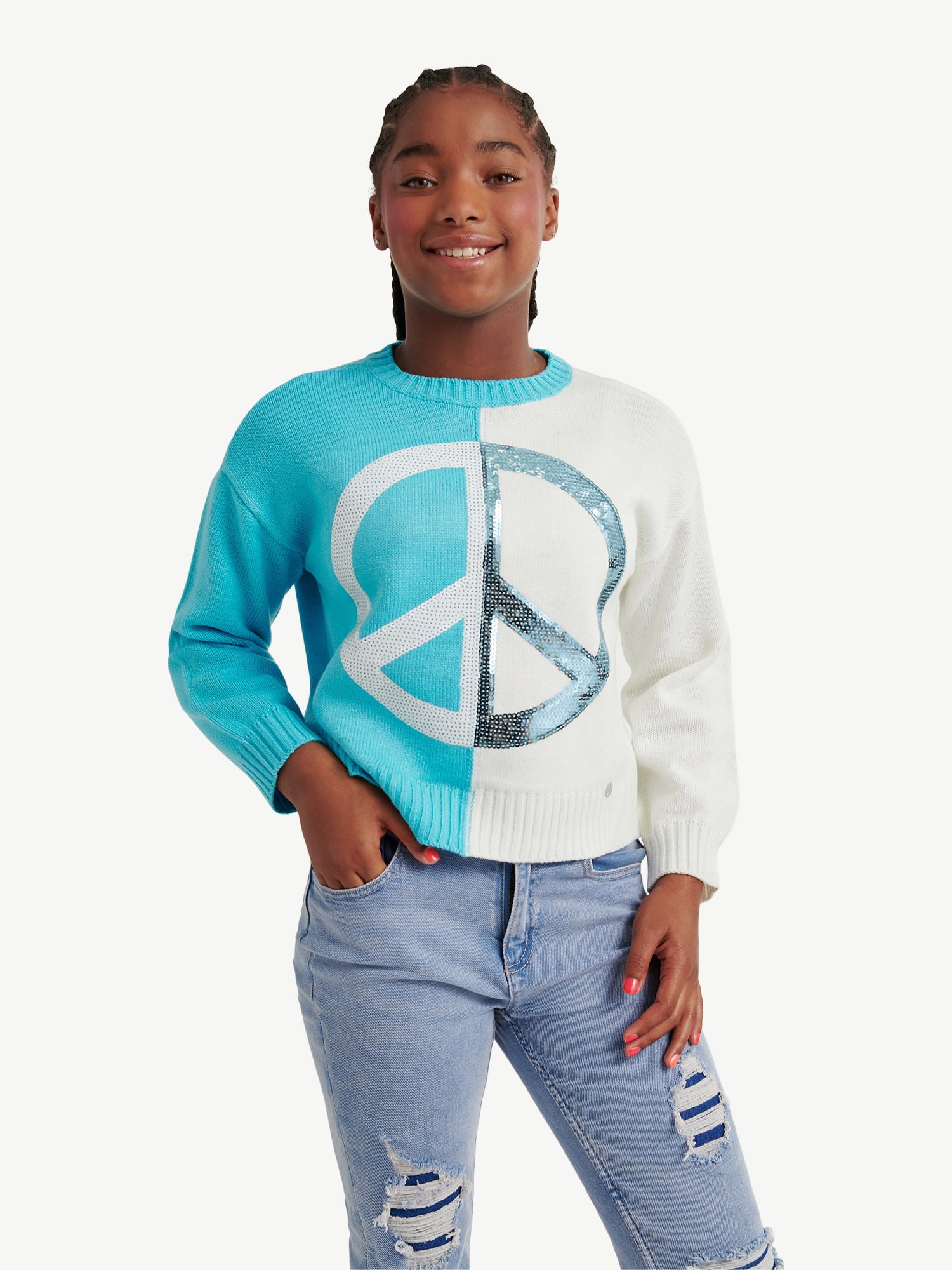 Justice Colorblock Sequin Sweater, Sizes XS-XL & Plus - Walmart.com