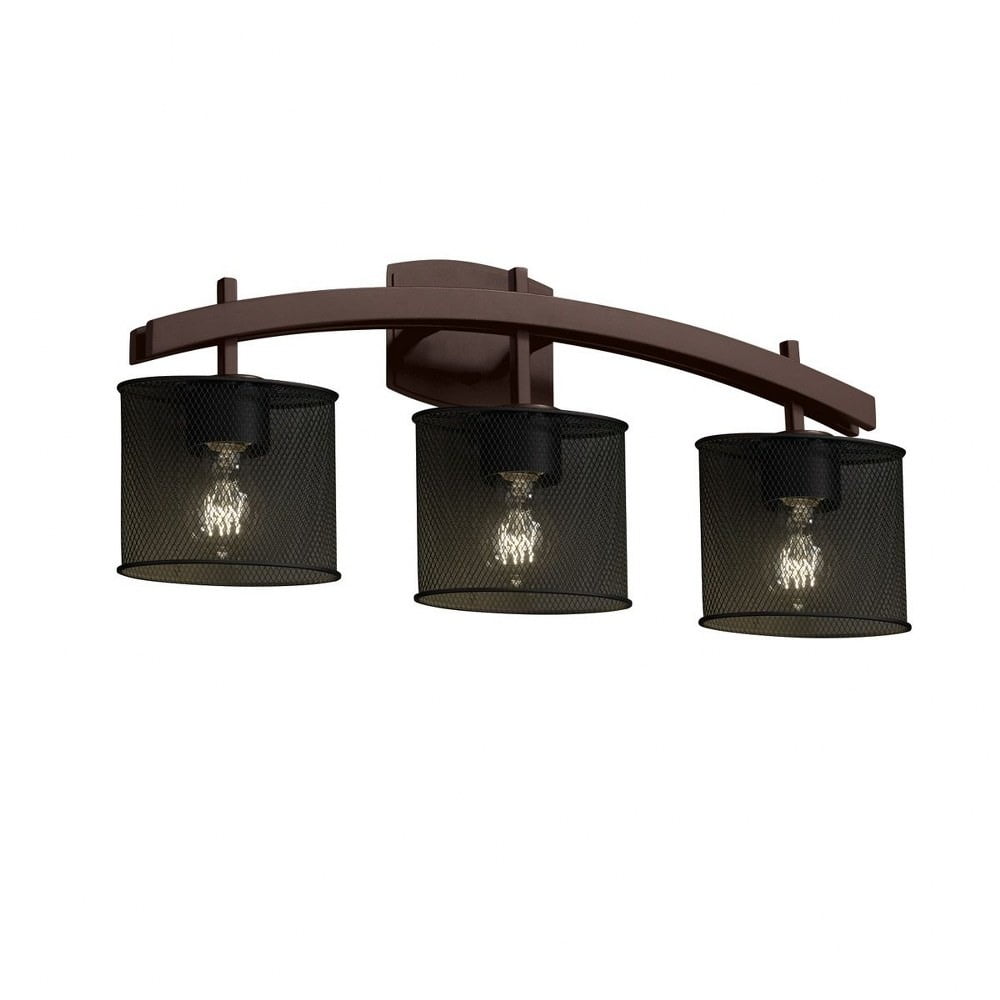 Justice Design MSH-8593-30-DBRZ Wire Mesh Archway - 3 Light Bath Bar ...