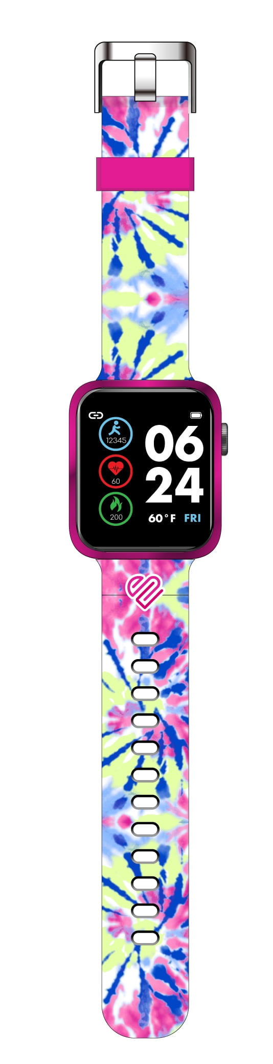 Justice Female Tween Smart Watch with Silicone Strap in Pink Tie Dye ...