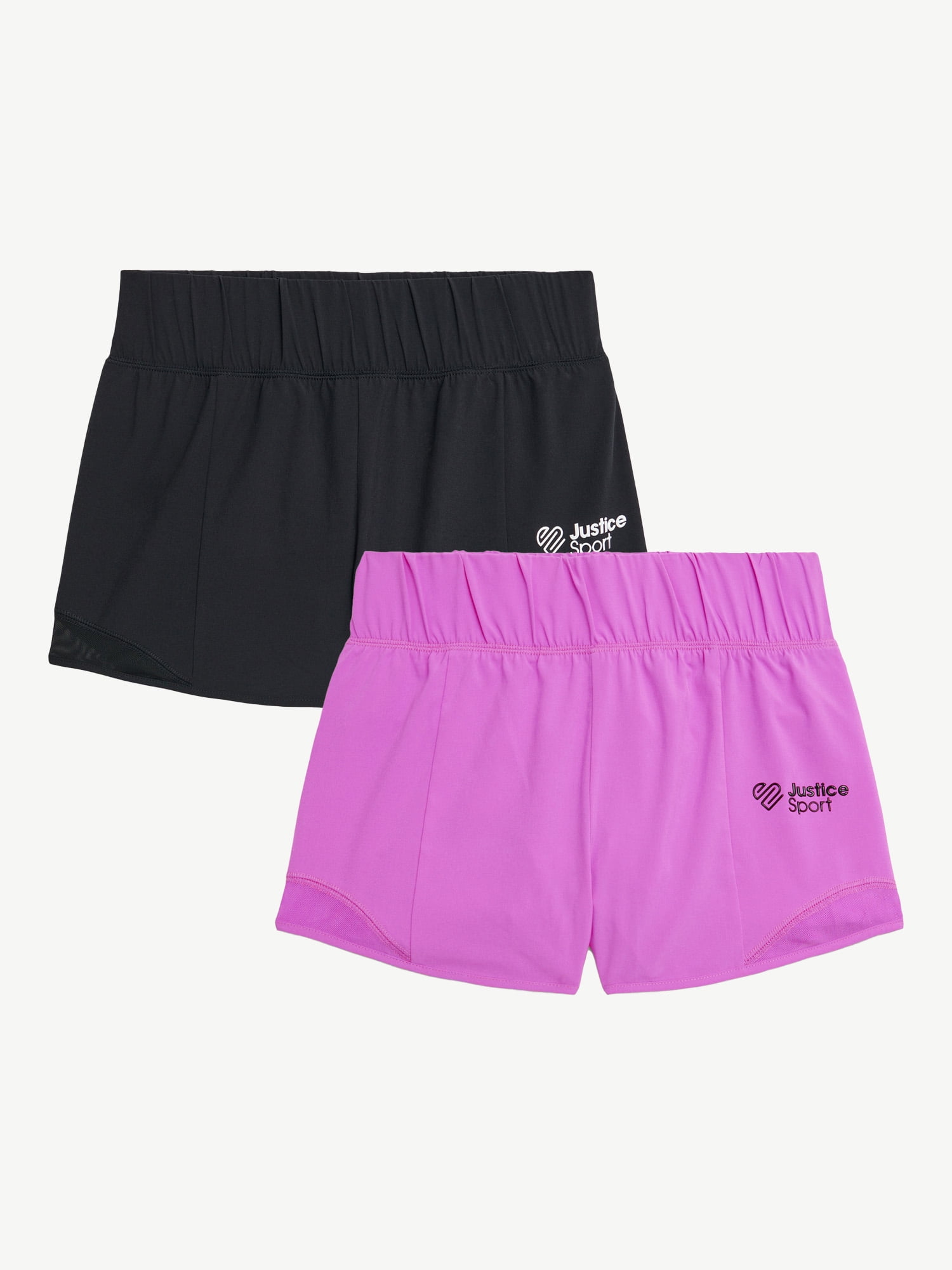 Justice Girl's Active 2pk Side Mesh Detail Running Short, Sizes XS-XL ...