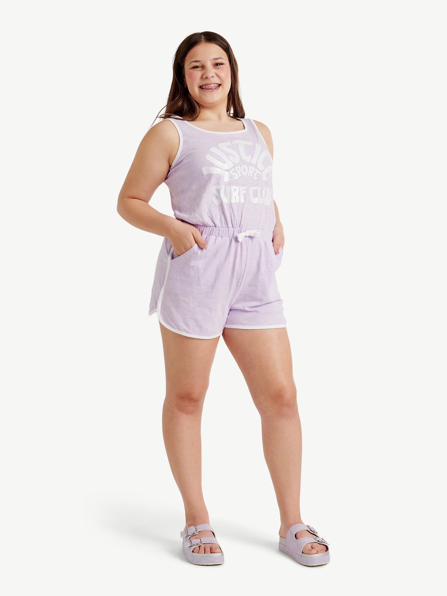 Justice Girl's Active Dolphin Hem Romper, Sizes XS-XL & Plus - Walmart.com