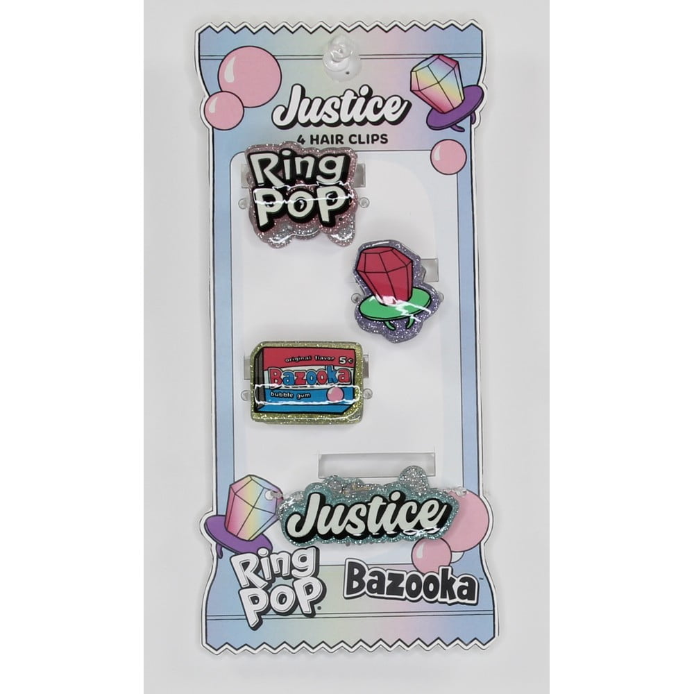 Justice Girl's Bazooka Ring Pop Mini Claw Clips, 4-Piece, Multi ...