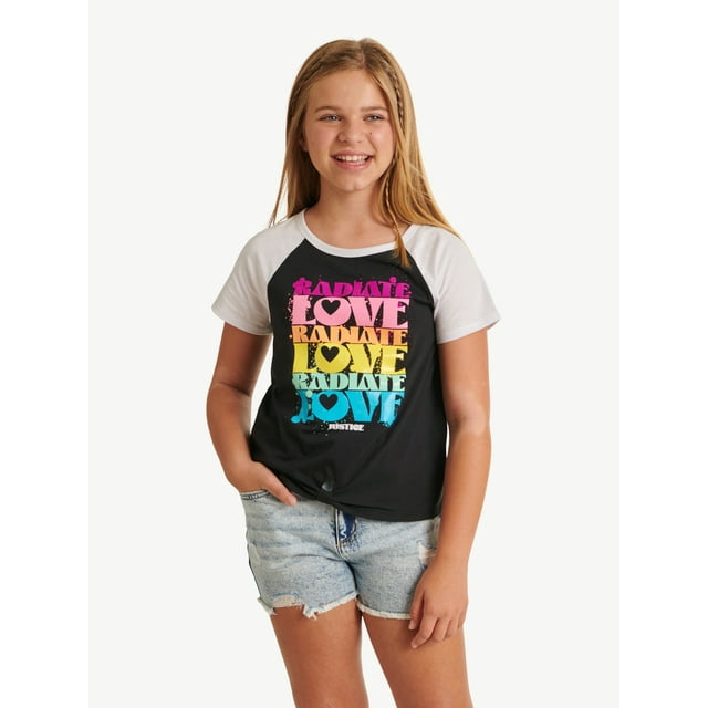 Justice Girl's Everyday Faves Short Sleeve Knot Front T-Shirt,Sizes XS ...