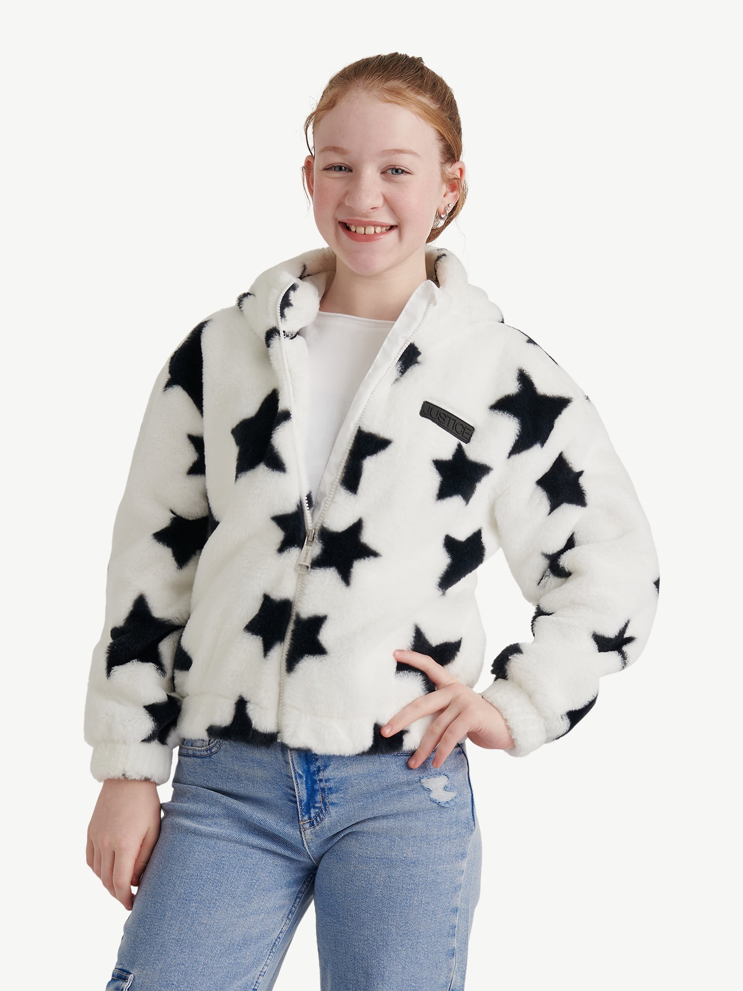 Justice Girl's Faux Fur Hooded Jacket, Sizes XS - XL - Walmart.com
