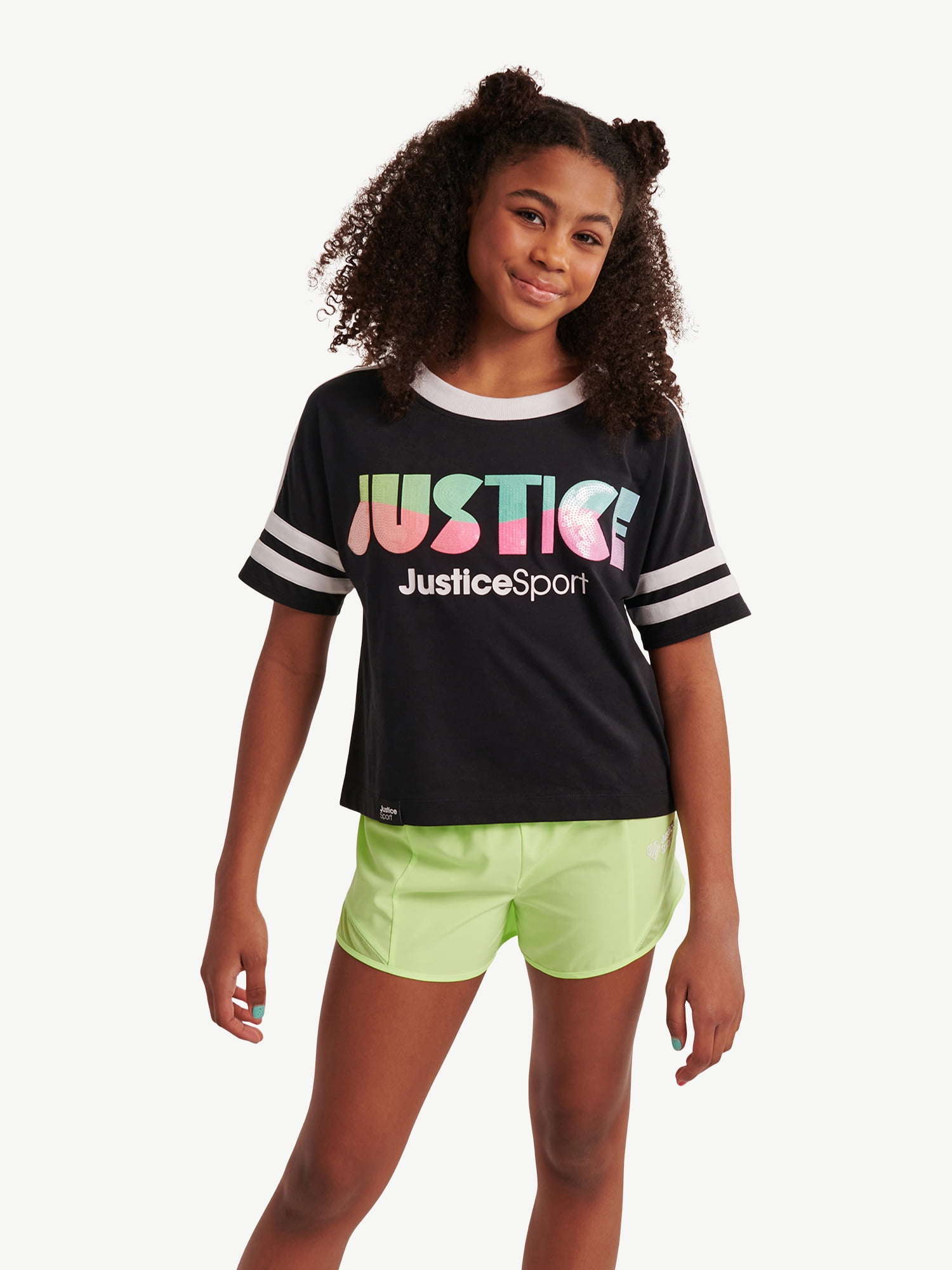 Justice Girl's J-Sport Active Blocked T-Shirt, Sizes XS-XLP - Walmart ...