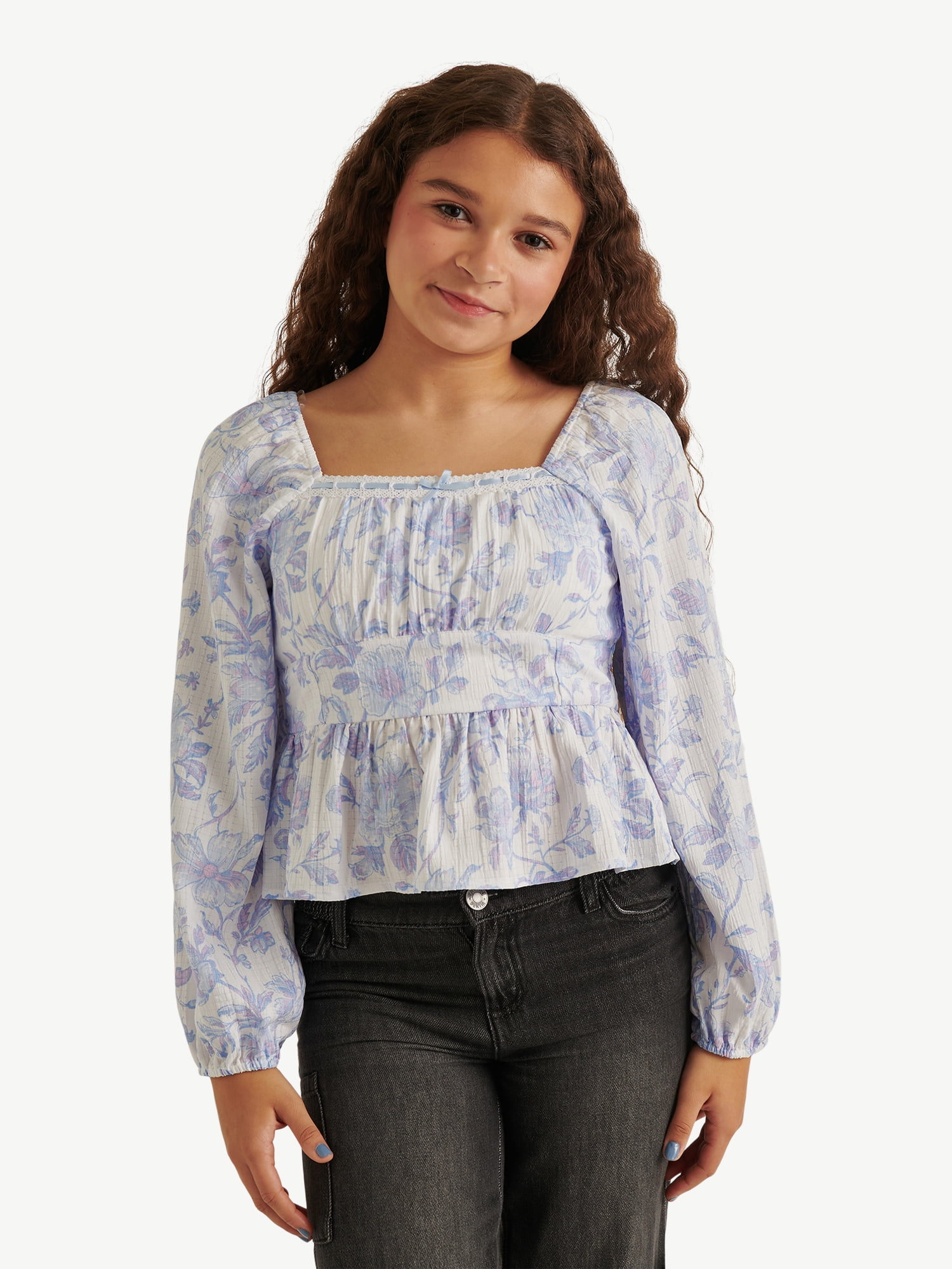 Justice Girl's Peplum Pretty Top, Sizes XS - XLP - Walmart.com