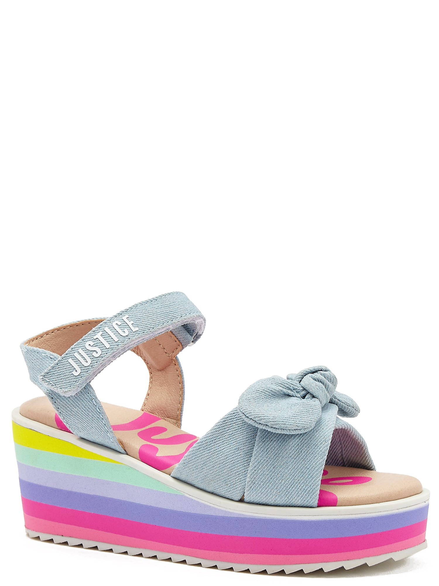 Justice Girl's Lightweight Adjustable Wedge Sandal, Sizes 13-6, Durable ...