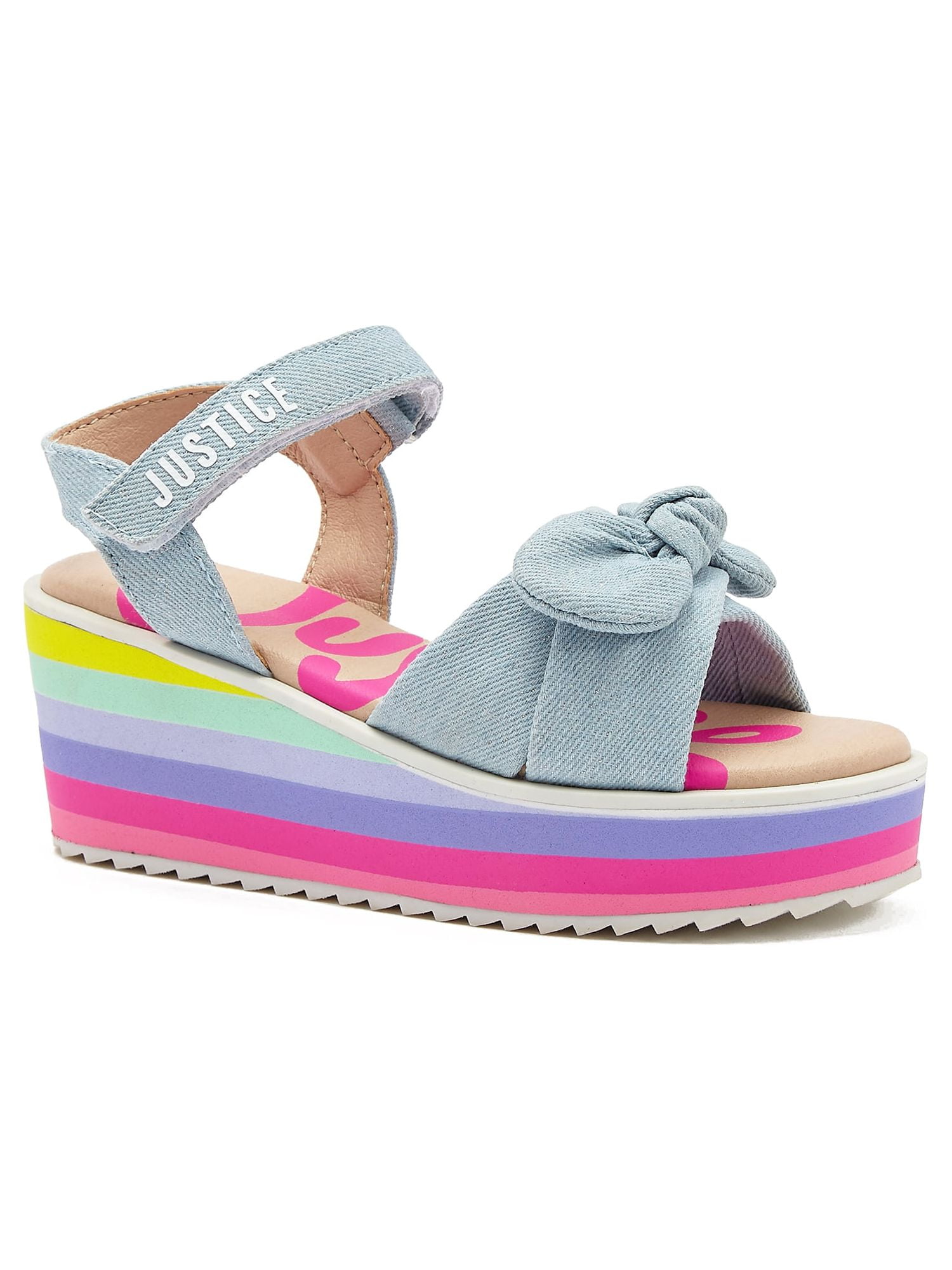 Justice Girl's Lightweight Adjustable Wedge Sandal, Sizes 13-6, Durable ...