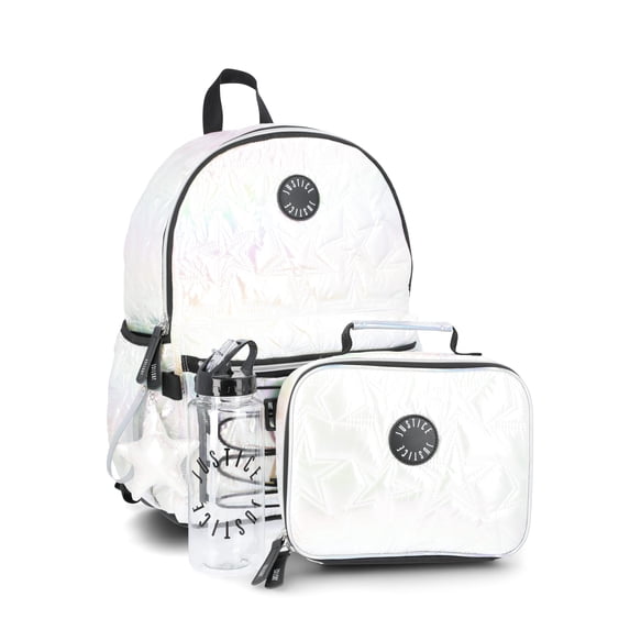 Justice Girls 17" Shimmer Quilted Backpack, Lunch Bag, Water Bottle ...