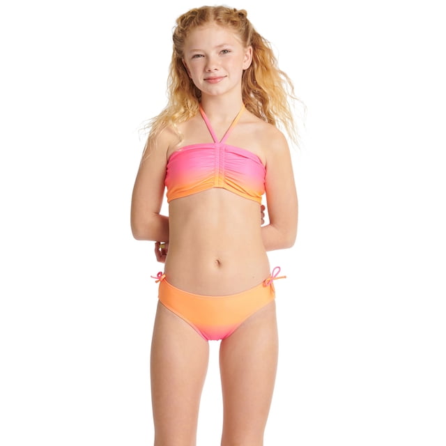Justice Girls 2 Piece Rouched Front Halter Bikini Swimsuit Sizes 5 18