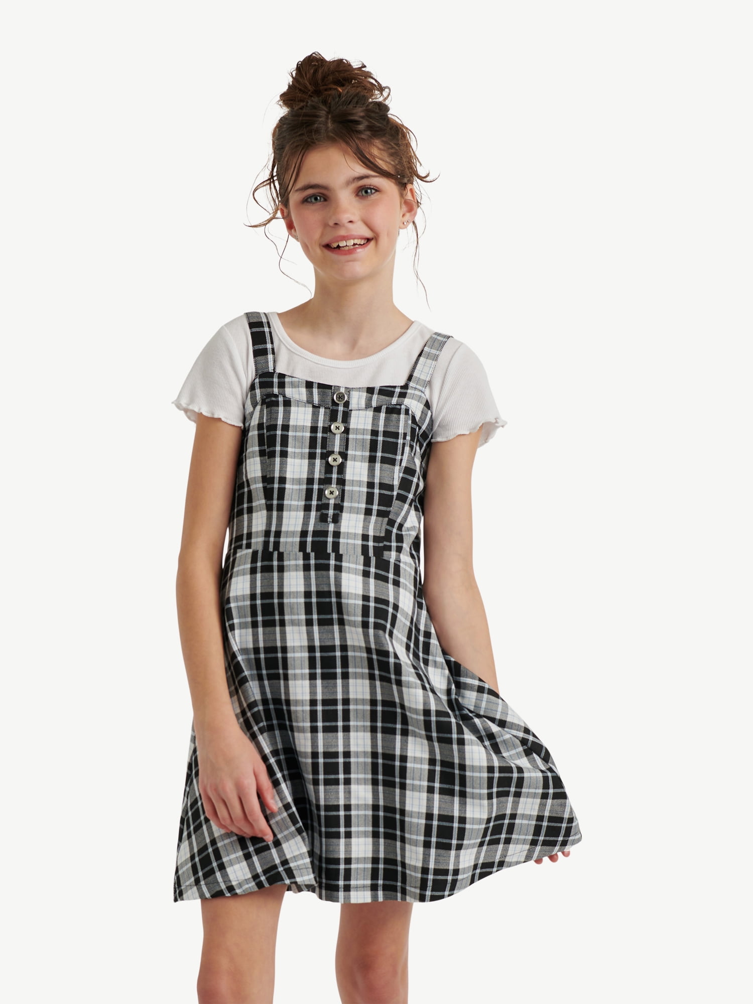 Justice Girls 2Fer Plaid Dress & Tee, Sizes XS - XLP - Walmart.com