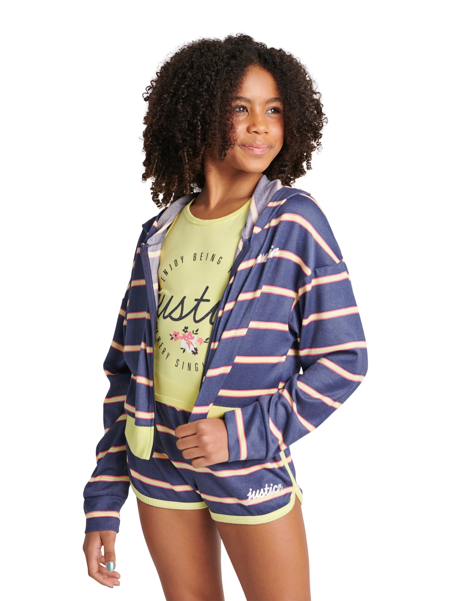 Justice Girls Athleisure 3-Piece Sleep Set - Tank, Short, Hoodie ...
