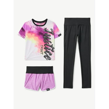 Justice Girls Active Tank, Short, and Legging, 3-Piece Outfit Set ...