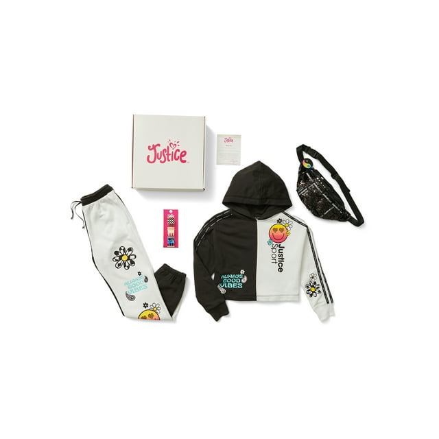 Justice Girls 4-Piece Gift Box Set with Hoodie, Leggings, Bag, and Hair ...