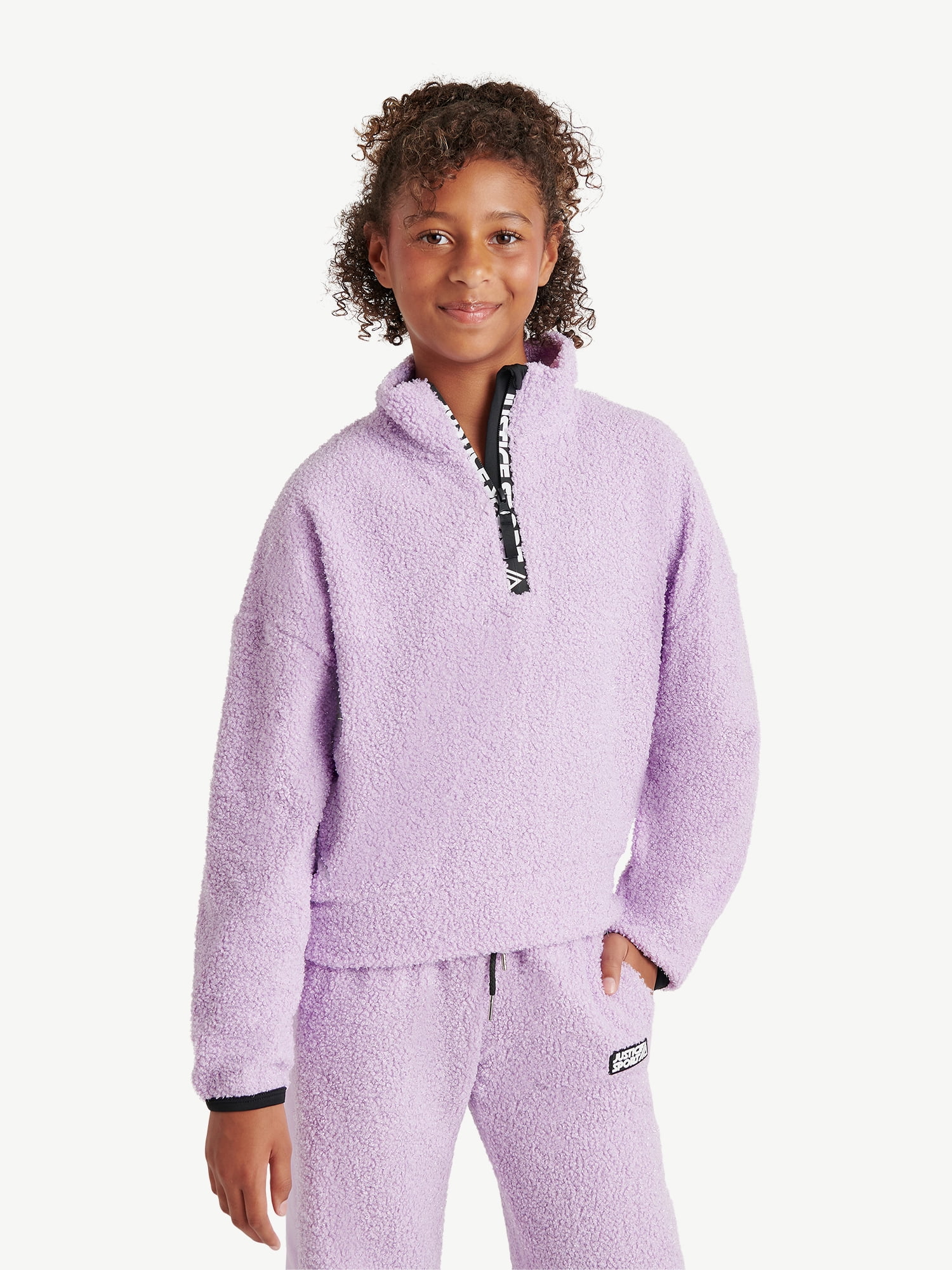 Justice Girls Active Jsport Curly Sherpa Mock Neck Top, Sizes XS-XLP ...