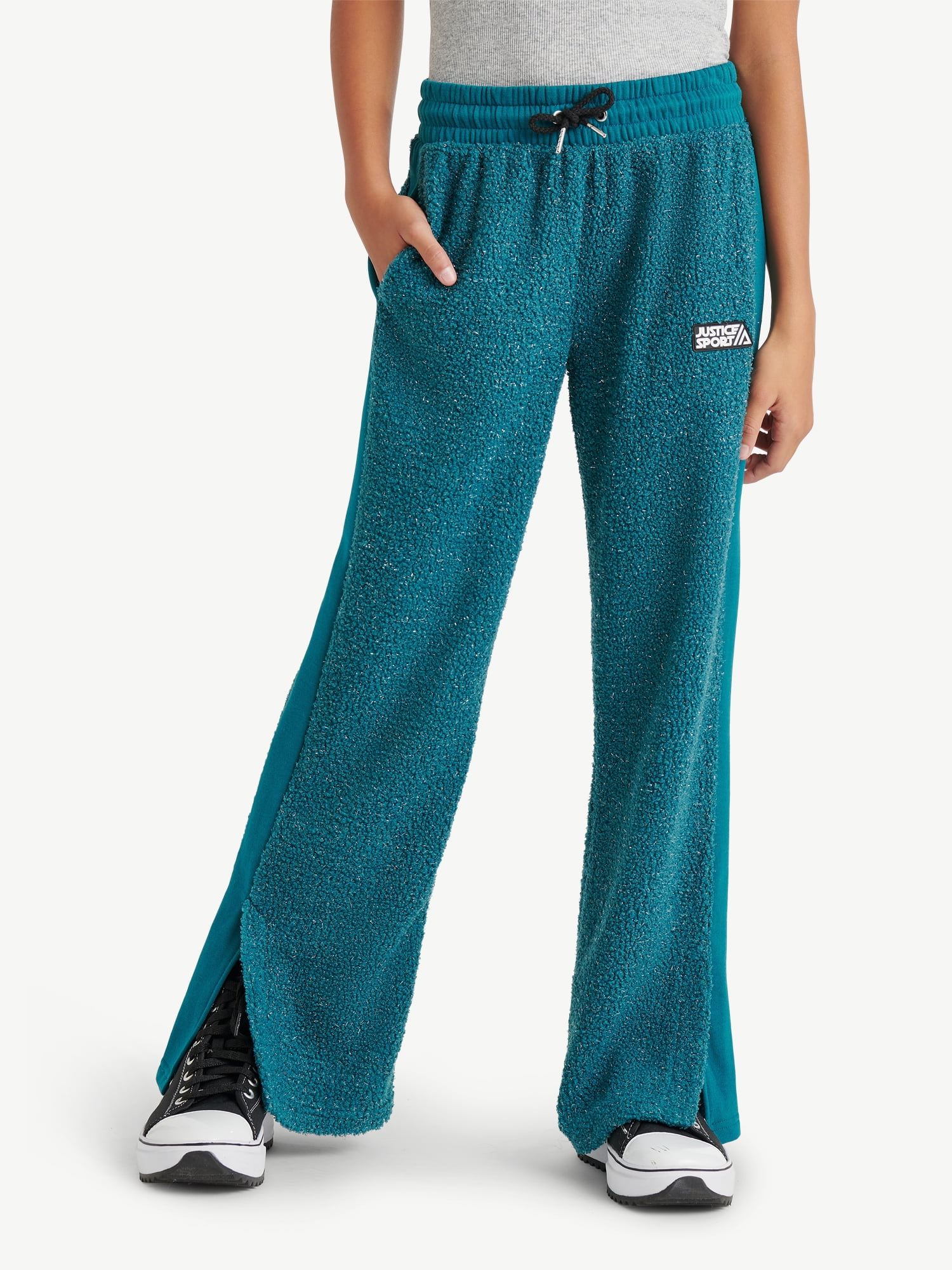 Justice Girls Active Wide Leg Sweatpants, XS-XLP, Sherpa, Fleece ...