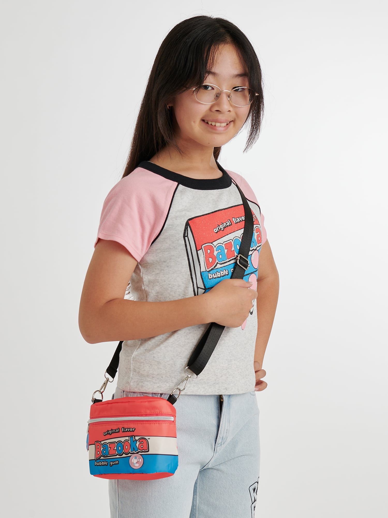 Justice Girls’ Bazooka Bubble Gum Crossbody Handbag with Keychain ...