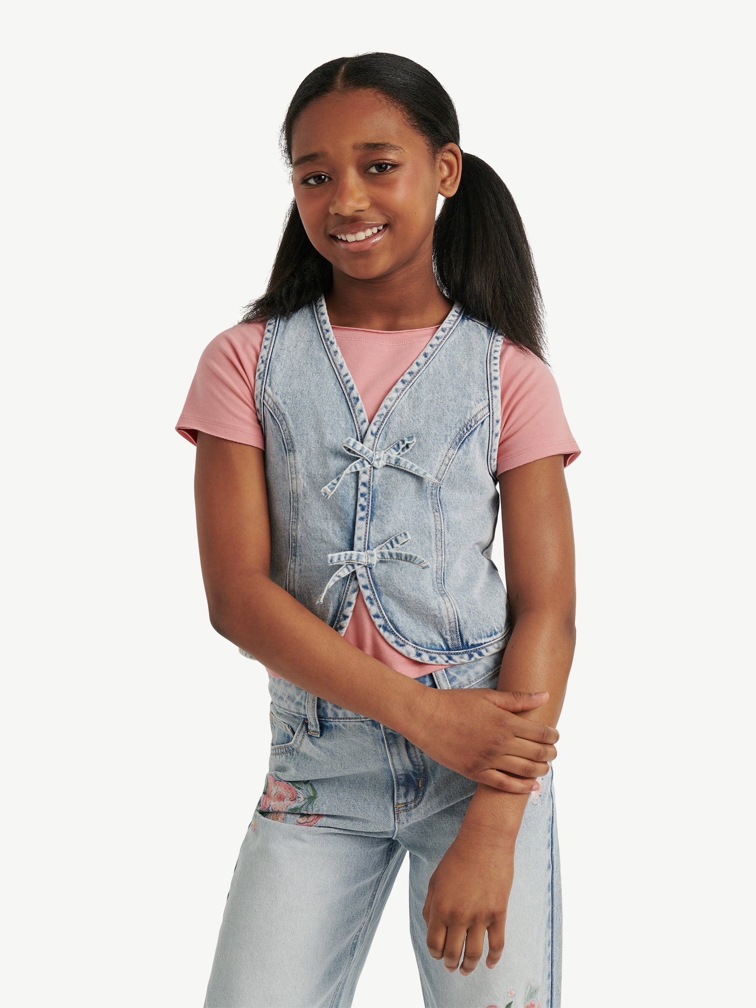 Justice Girls Bow Denim Vest, Sizes XS - XLP - Walmart.com