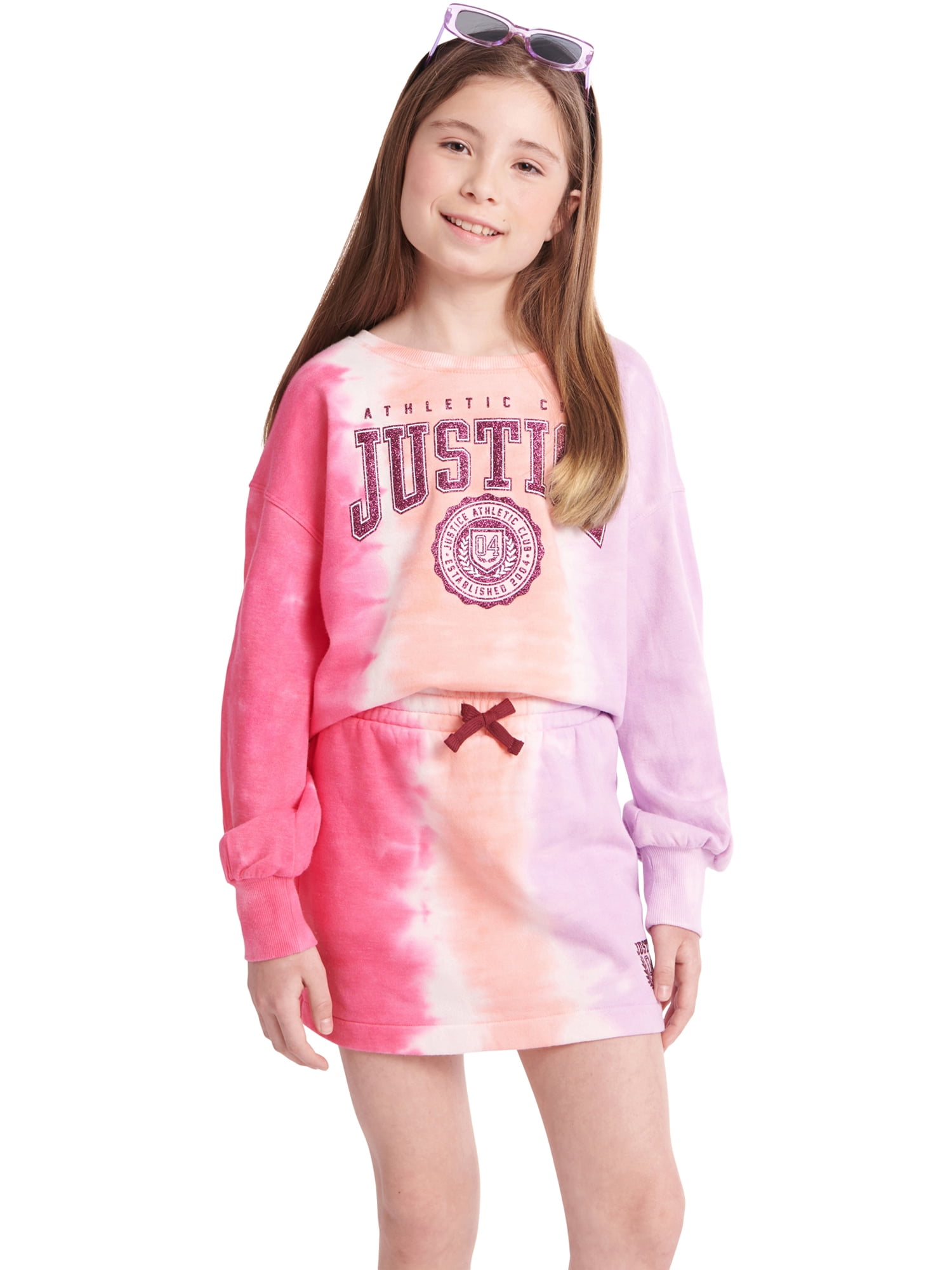 Justice Girls Dye Effect Long Sleeve Graphic Sweatshirt - Walmart.com