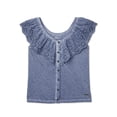 Justice Girls Eyelet Flounce Top, Button-Front, 100% Cotton, Sizes 5-18 ...