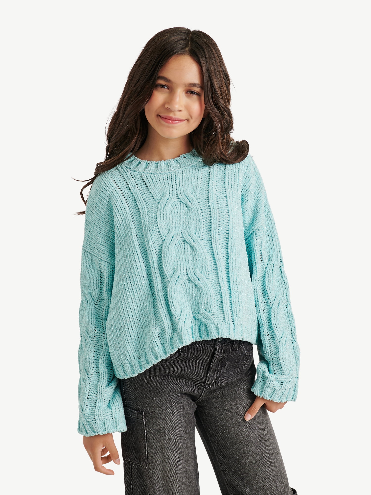 Justice Girls Cable Knit Sweater, Sizes XS - XLP - Walmart.com