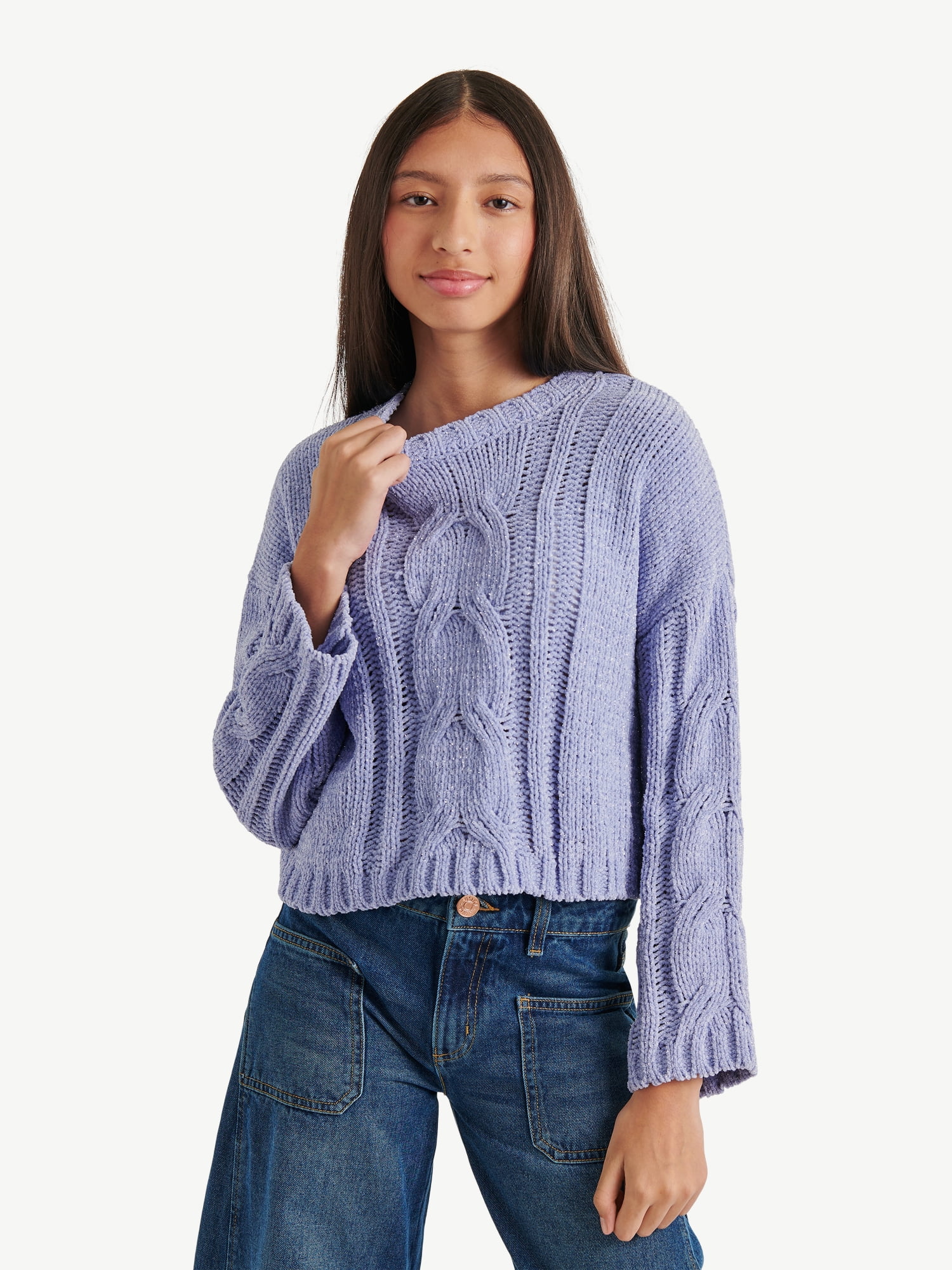 Justice Girls Cable Knit Sweater, Sizes XS - XLP - Walmart.com