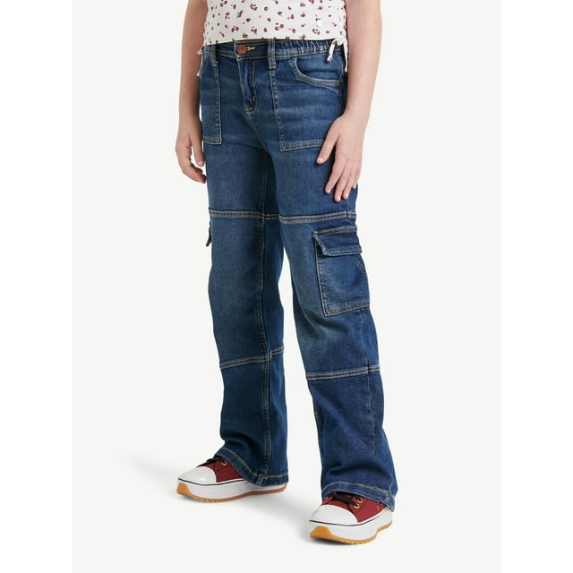 Justice Girls Cargo Denim Pant, Sizes 6-18, Slim & Plus - Walmart.com
